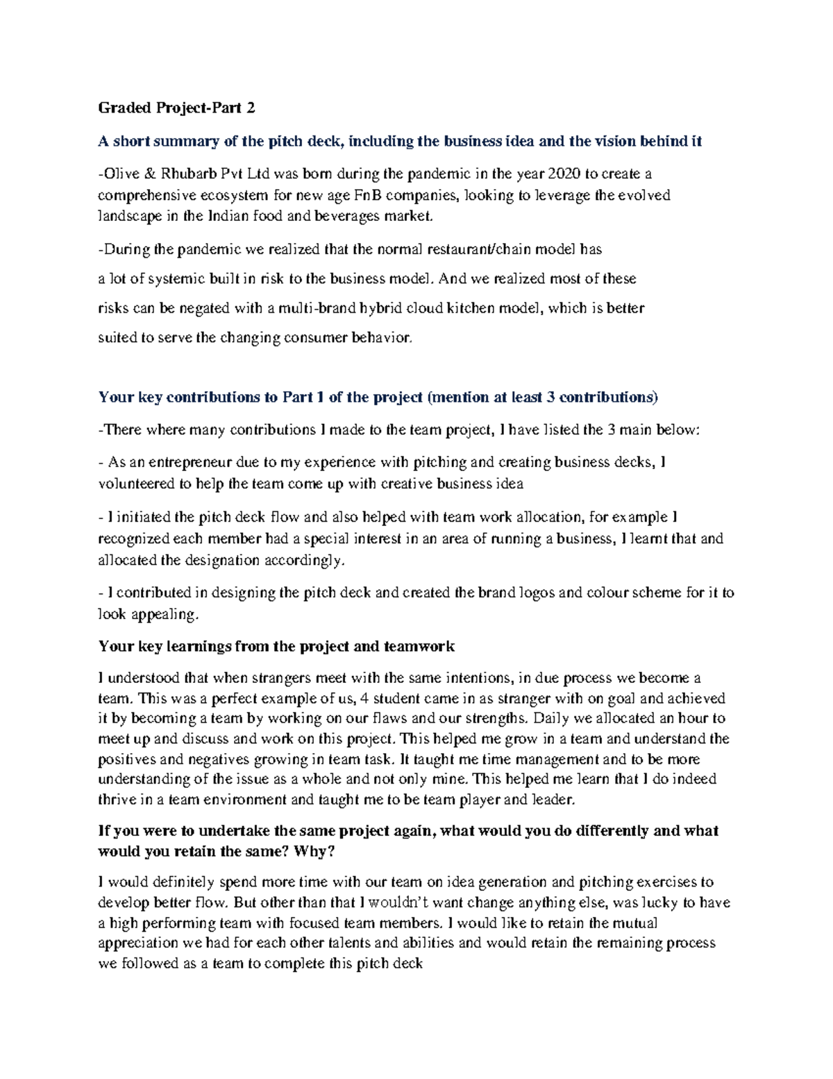 Graded Project 2 final 201 - Graded Project-Part 2 A short summary of ...