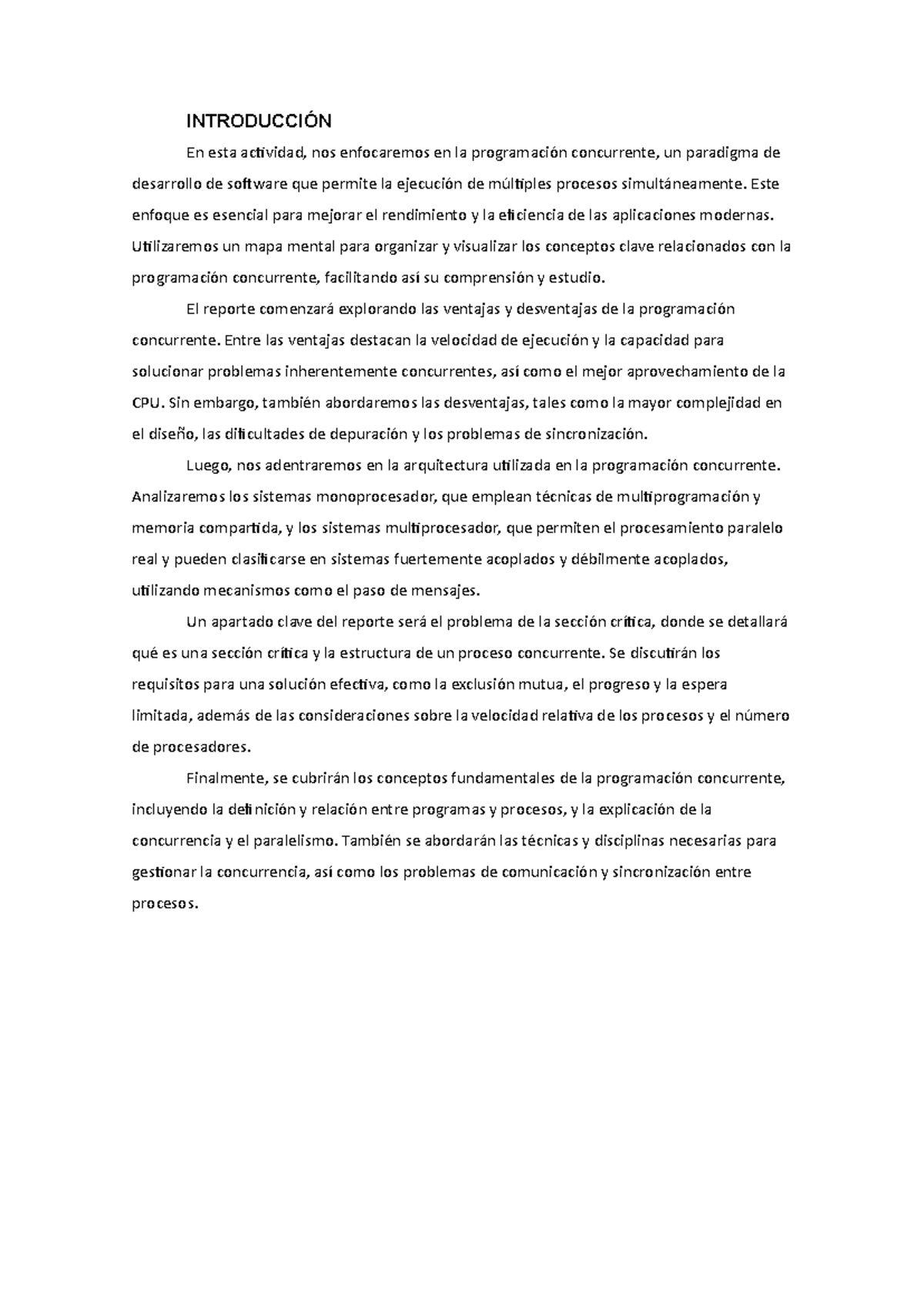 Mapa mental Actividad 1 Programación concurrente - INTRODUCCIÓN En esta actividad, nos ...