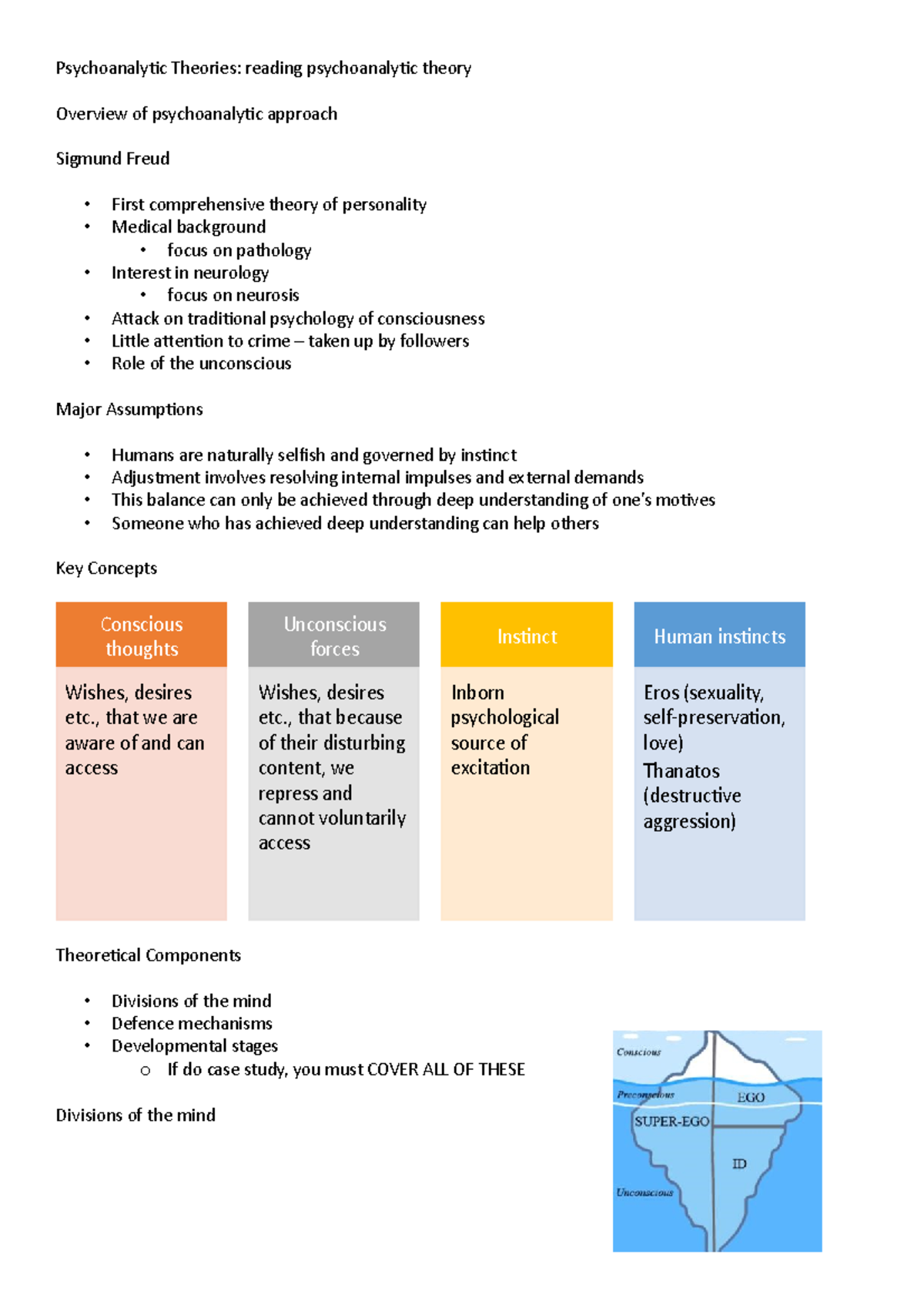 Week 5 - Module 5 - Lecture notes 5 - Psychoanalytic Theories: reading ...