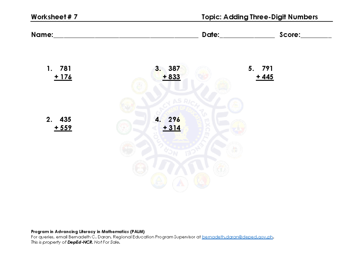 WS5 (Adding Numbers with Regrouping).docx - NaT abcde answer sheet ...