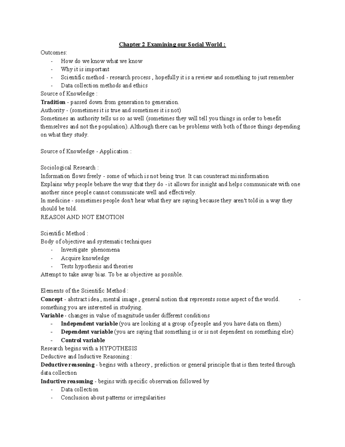 Sociology Chapter 2 - Lindley is my teacher and these are the notes ...