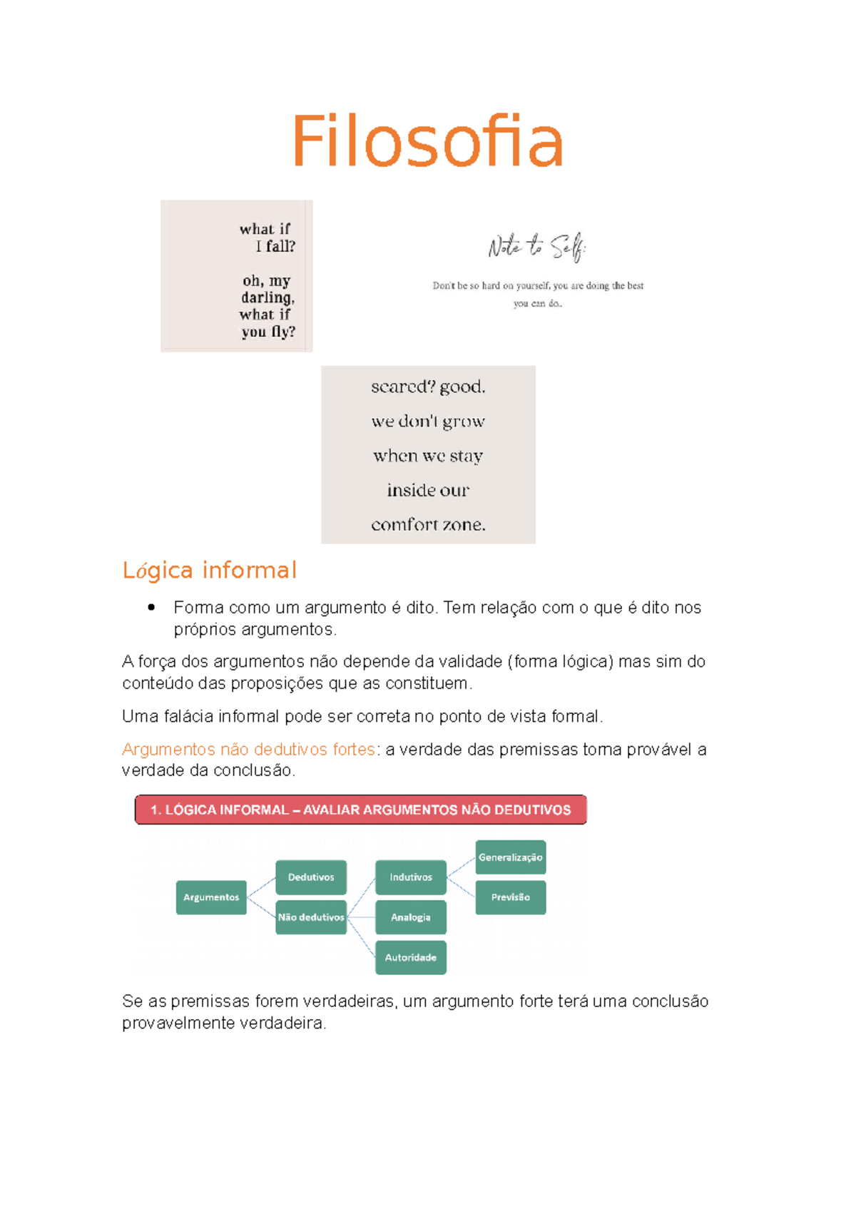 Resumos filosofia 3ºteste - Filosofia Lógica informal Forma como um ...
