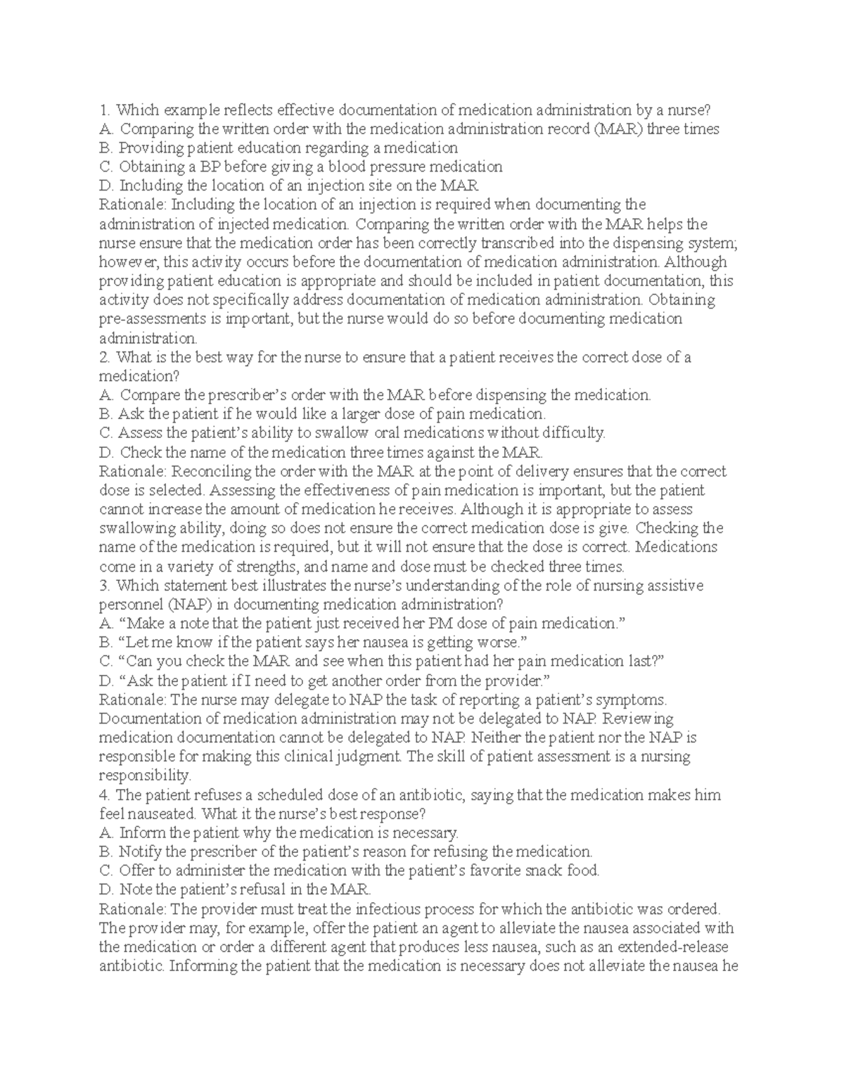 Practice test #2 PN LAB 2 - Which example reflects effective ...