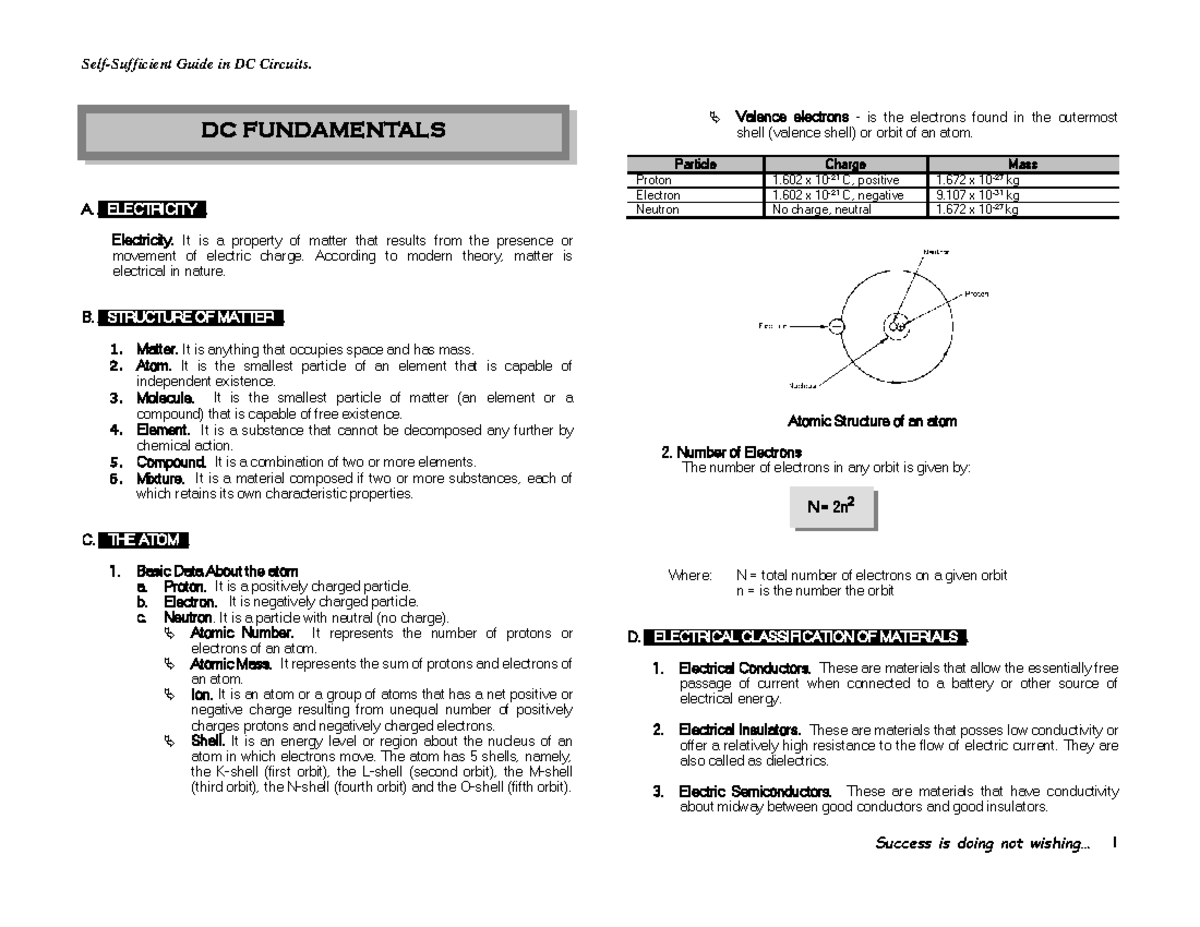 Module 1 - DC Fundamentals - A. AELECTRICITYA Electricity. It is a ...