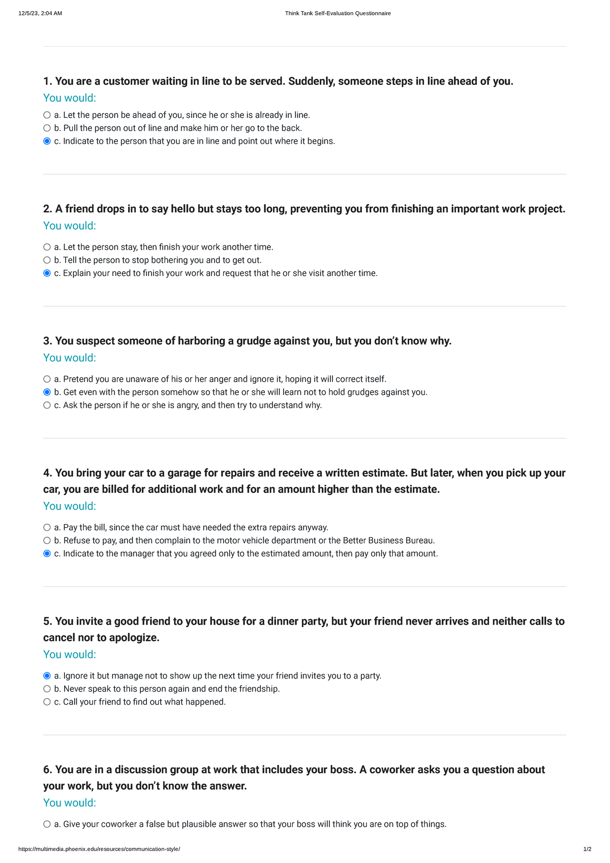 Think Tank Self-Evaluation Questionnaire - 12/5/23, 2:04 AM Think Tank ...