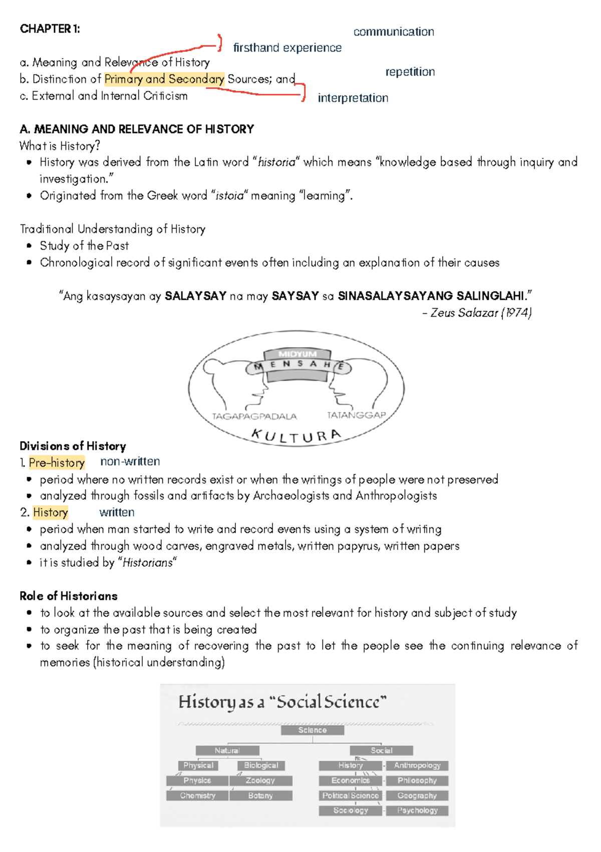 RPH Chapter 1 - History was derived from the Latin word “historia“ which means “knowledge based ...