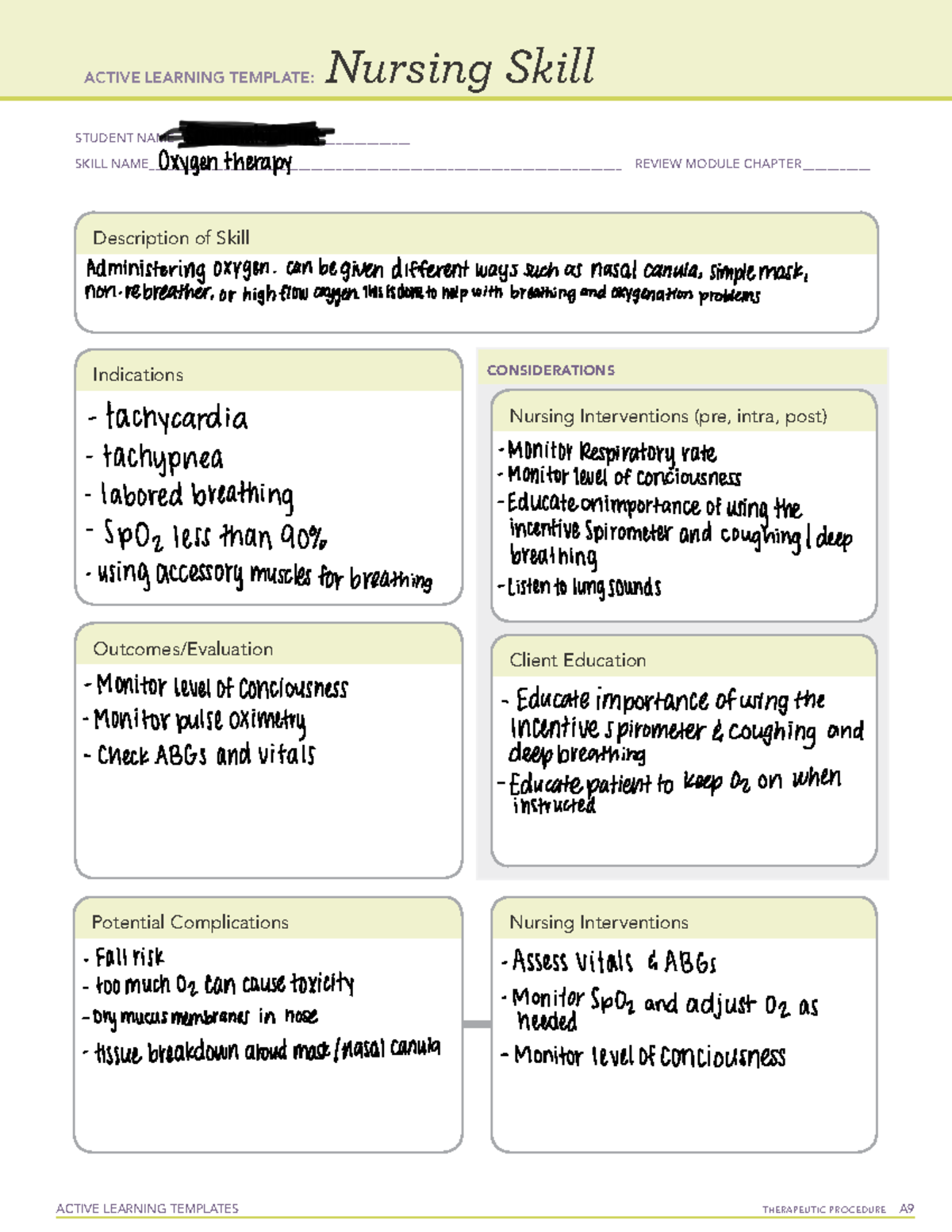 Active Learning Template Nursing Skill form - NURS 412 - USC - Studocu