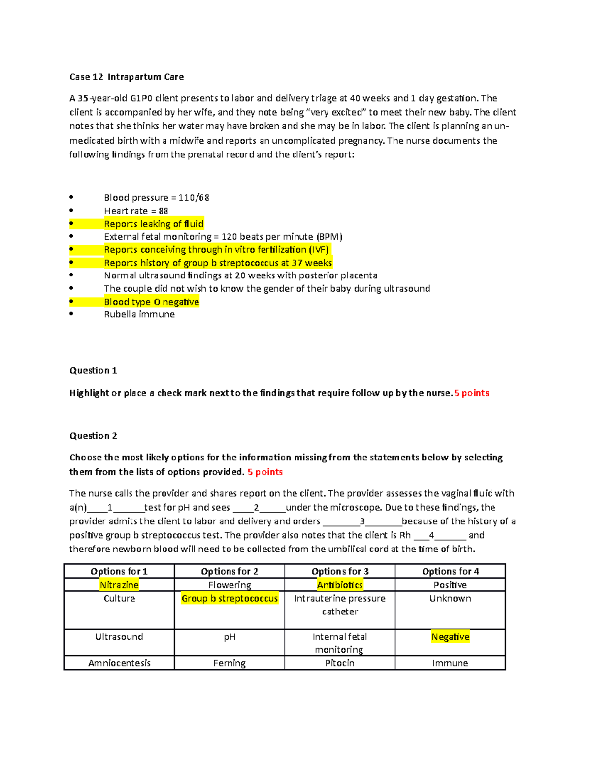 Interpartum Care Case Study - Case 12 Intrapartum Care A 35-year-old ...