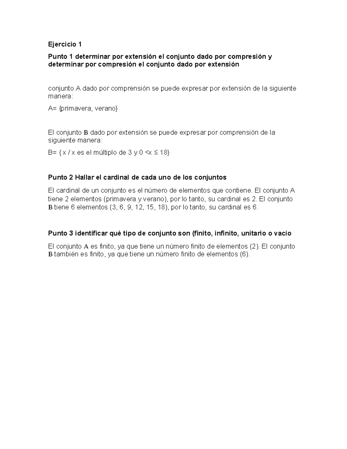 Ejercicio 1 - Ejercicio 1 Punto 1 determinar por extensión el conjunto ...
