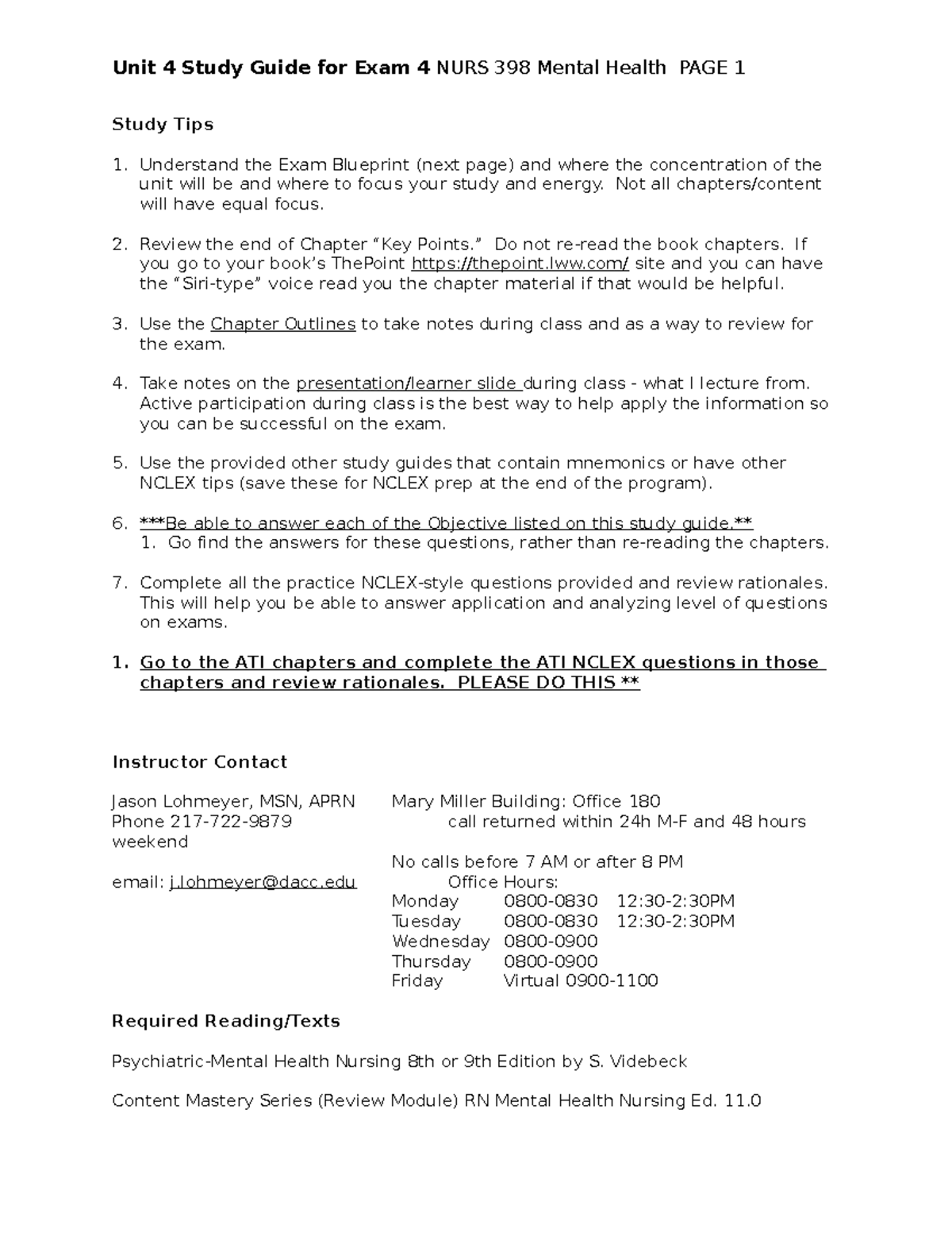 Study Guide Exam 4 doc - Study Tips 1. Understand the Exam Blueprint ...