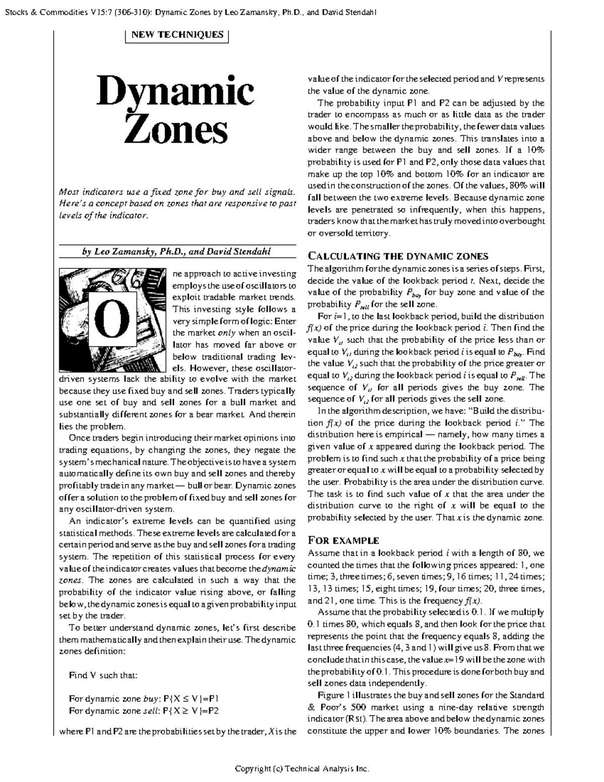 Dynamic Zones Indicators - Zamansky Stendahl - NEW TECHNIQUES Dynamic ...