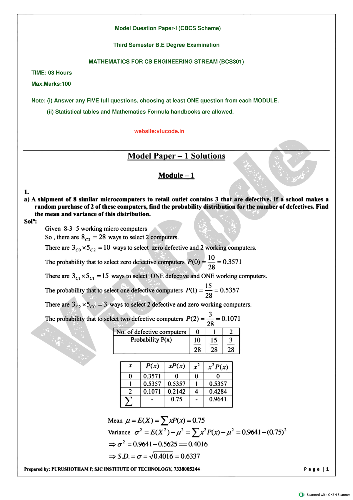 @vtucode - GOOD!!!! - computer science - Model Question Paper-I (CBCS Scheme) Third Semester B ...