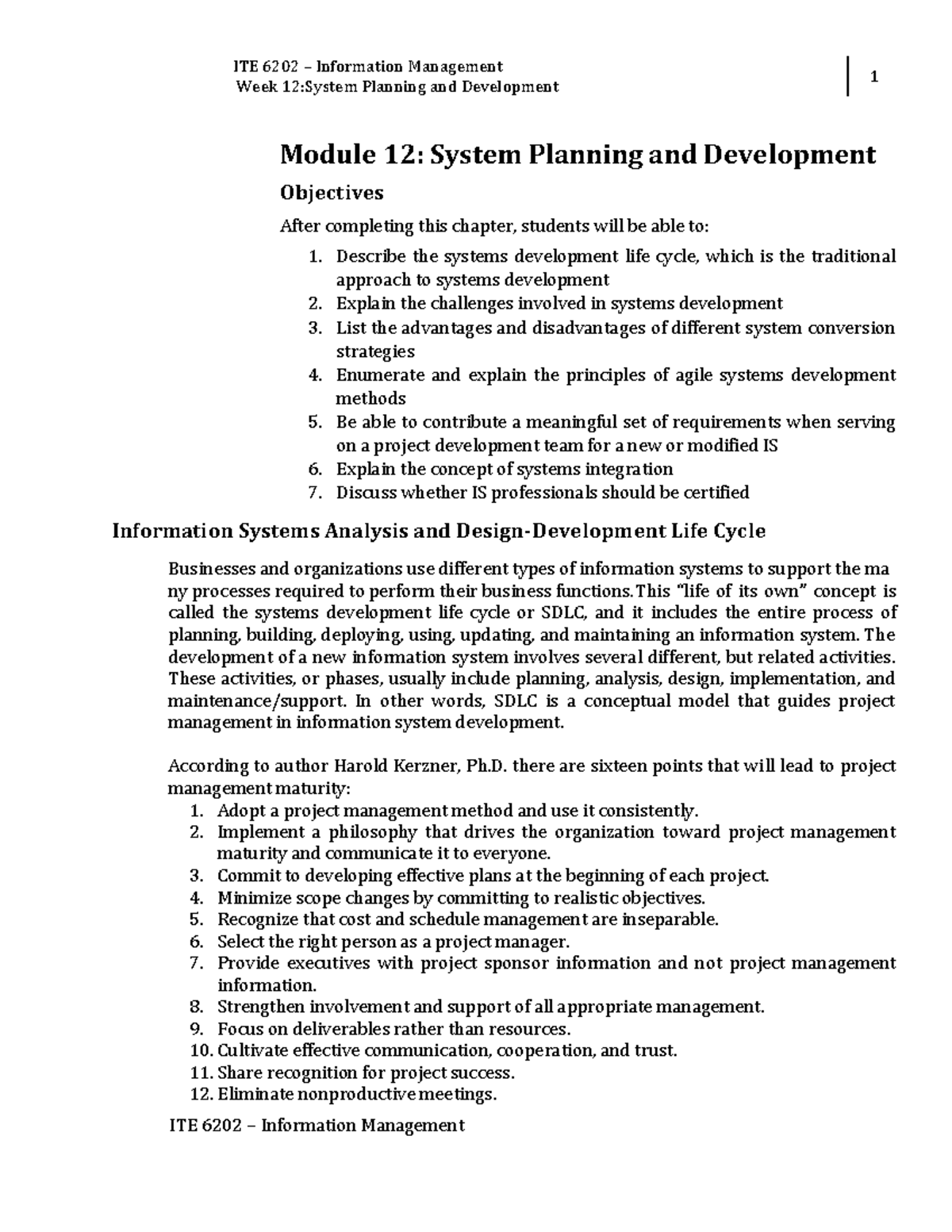 Week 12 13-Systems Planning and Development - Week 12 :System Planning ...