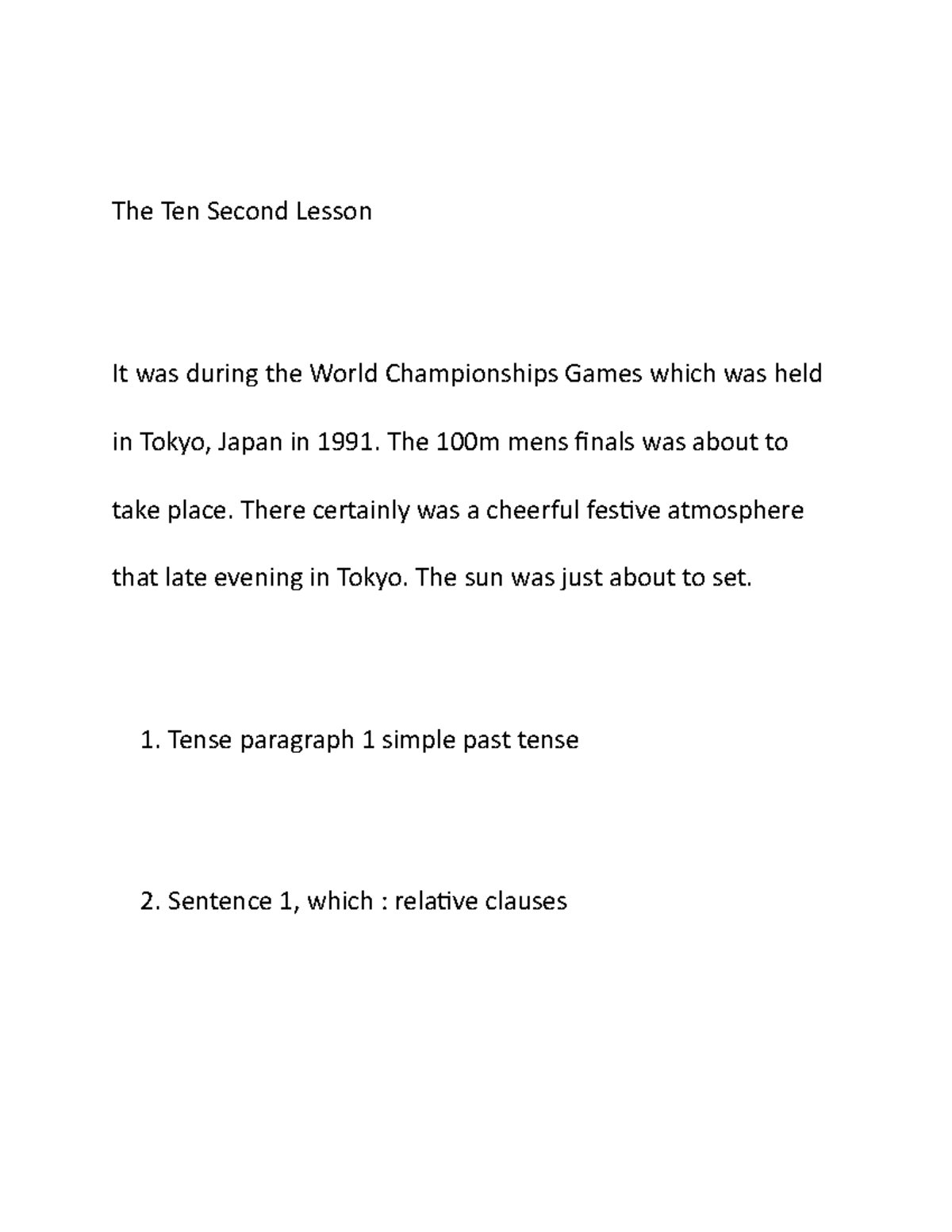 The ten second lesson - Learning material - The Ten Second Lesson It ...