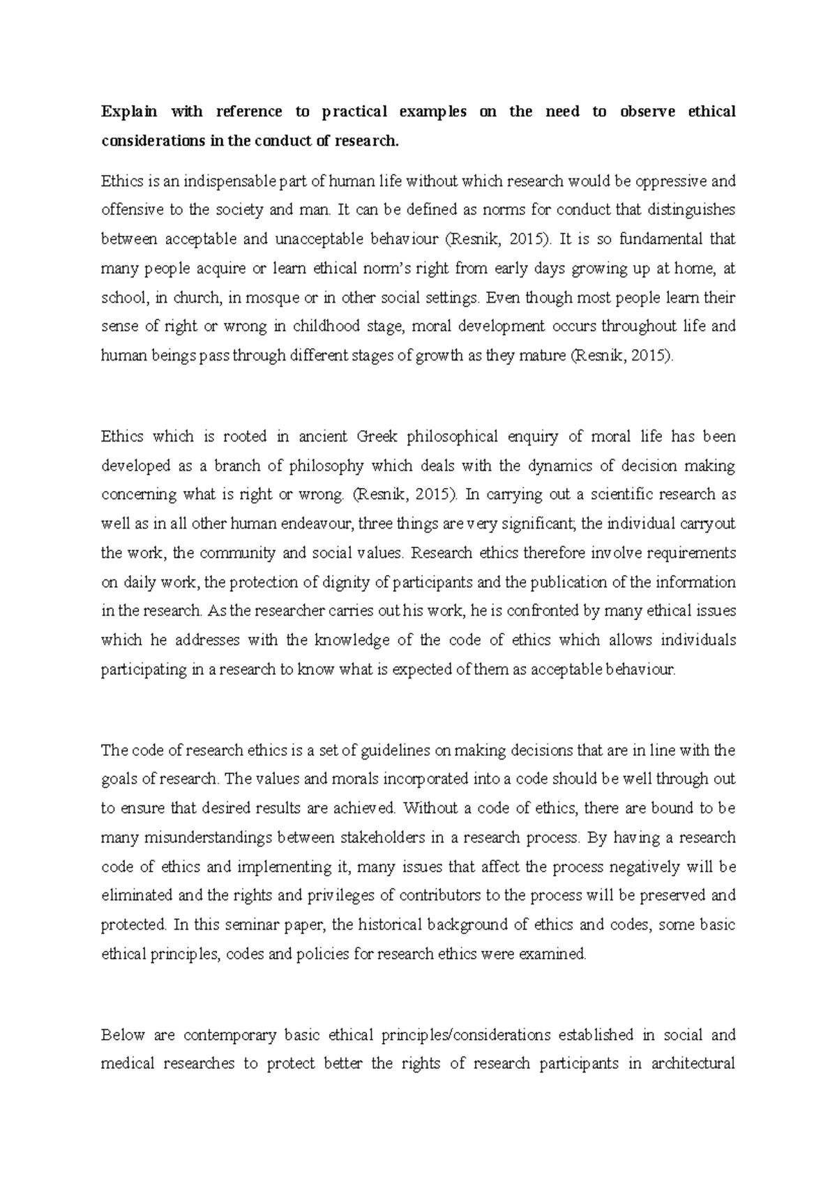 BEDM 305 - ethics - Explain with reference to practical examples on the ...