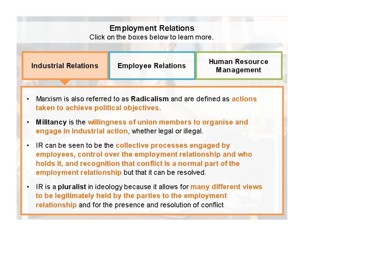 Lesson 1 - Employment relations - Employment Relations Click on the ...