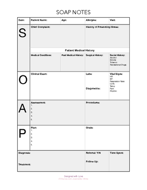 Sample H&P and SOAP note - History & Physical (admission note) CC ...