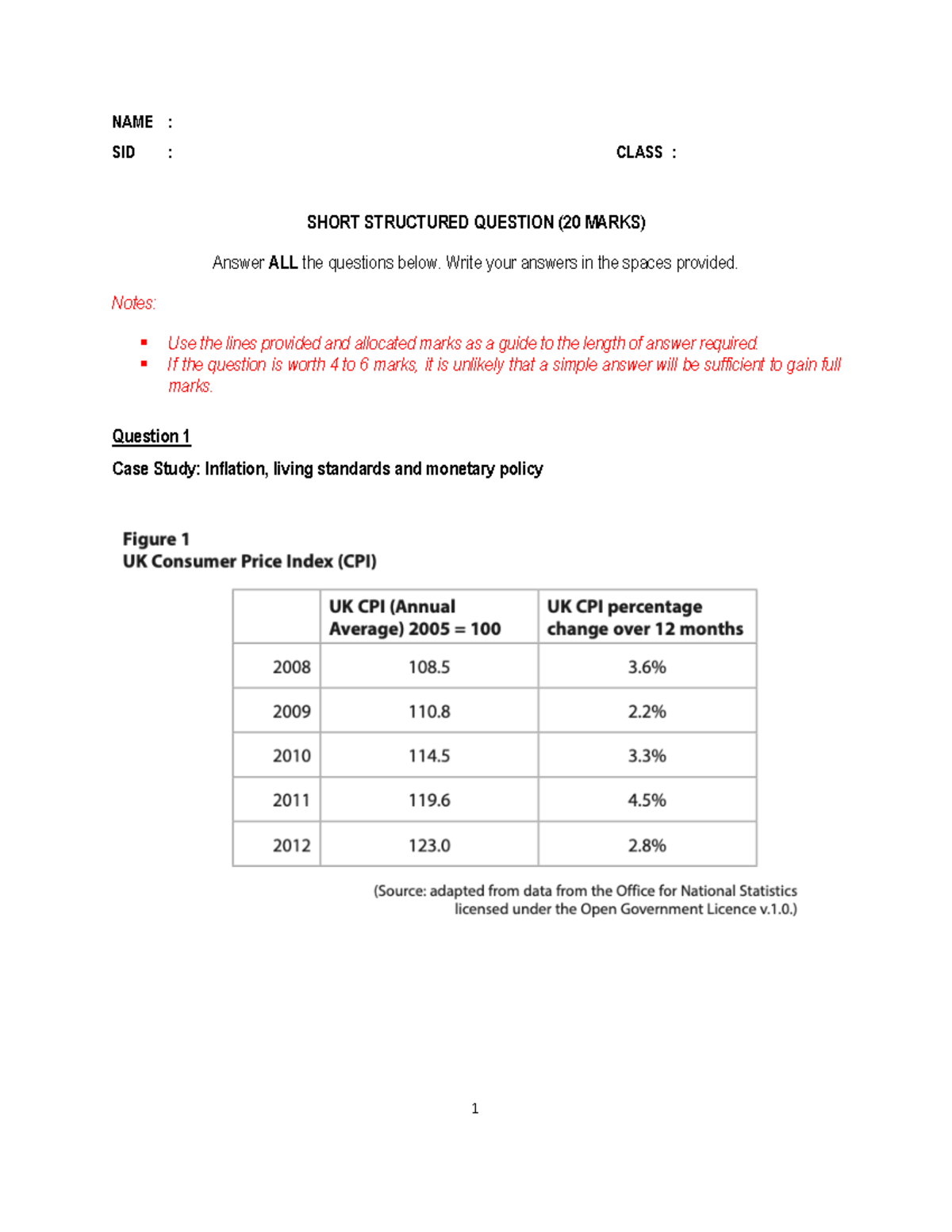 Tutorial 3 - Q - SACE International - 1 NAME : SID : CLASS : SHORT ...
