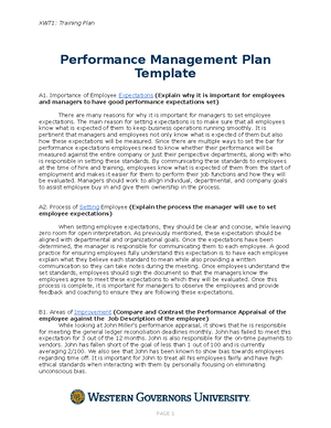 C235 Training and Development - Task 1 - XWT1: Training Plan Taylor ...