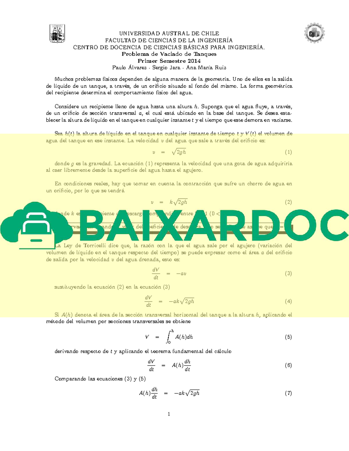 Baixardoc - UNIVERSIDAD AUSTRAL DE CHILE FACULTAD DE CIENCIAS DE LA INGENIER ́IA CENTRO DE ...