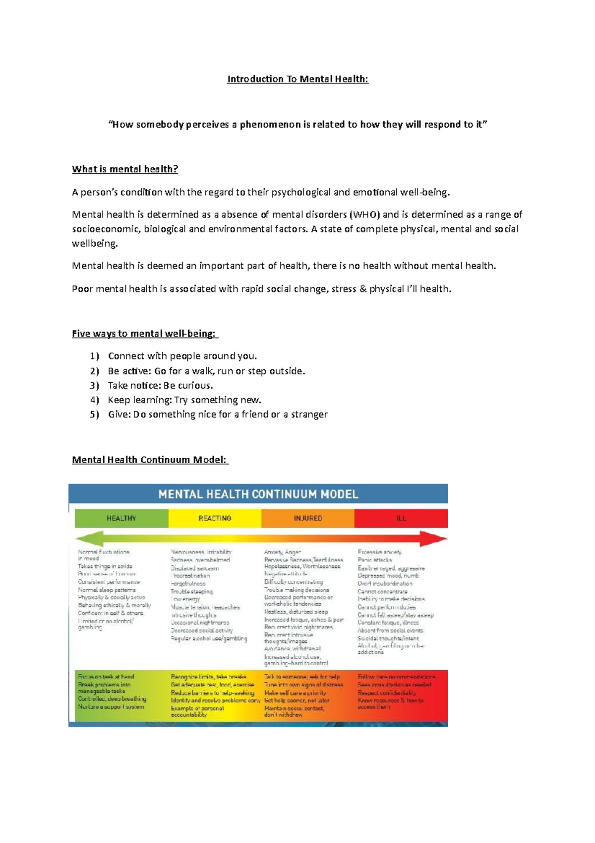 Introduction To Mental Health - Introducion To Mental Health: “How ...