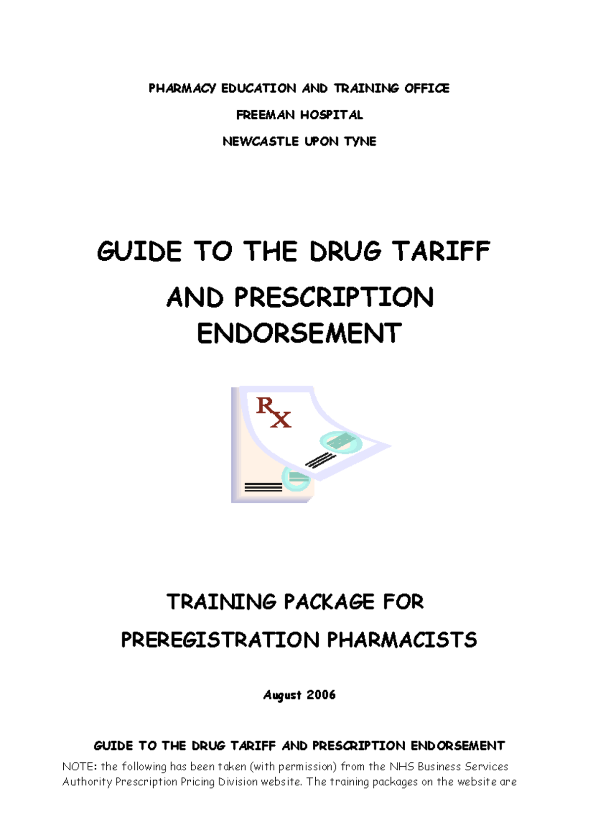 Drug Tariff and Endorsing - PHARMACY EDUCATION AND TRAINING OFFICE ...