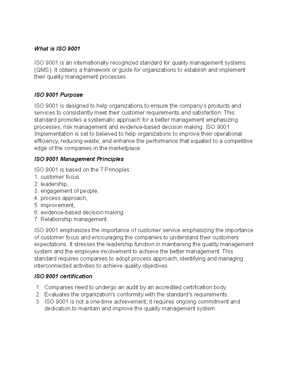 ISO 9001 - What is ISO 9001:15 - What is ISO 9001 ISO 9001 is an ...