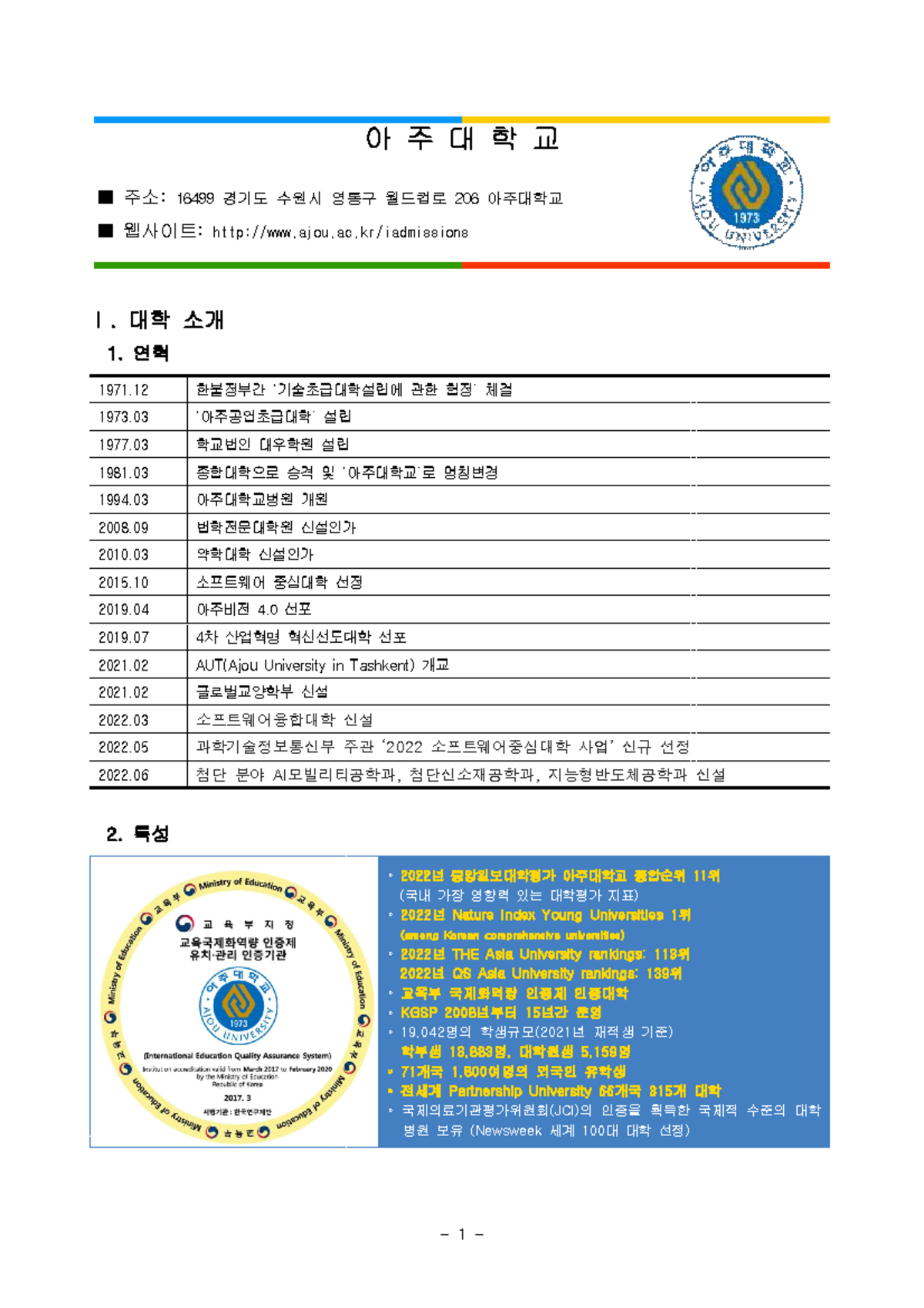 (붙임2) 2024 GKS-U Overview of University(Ajou University-U)V - 아 주 대 학 교 ...