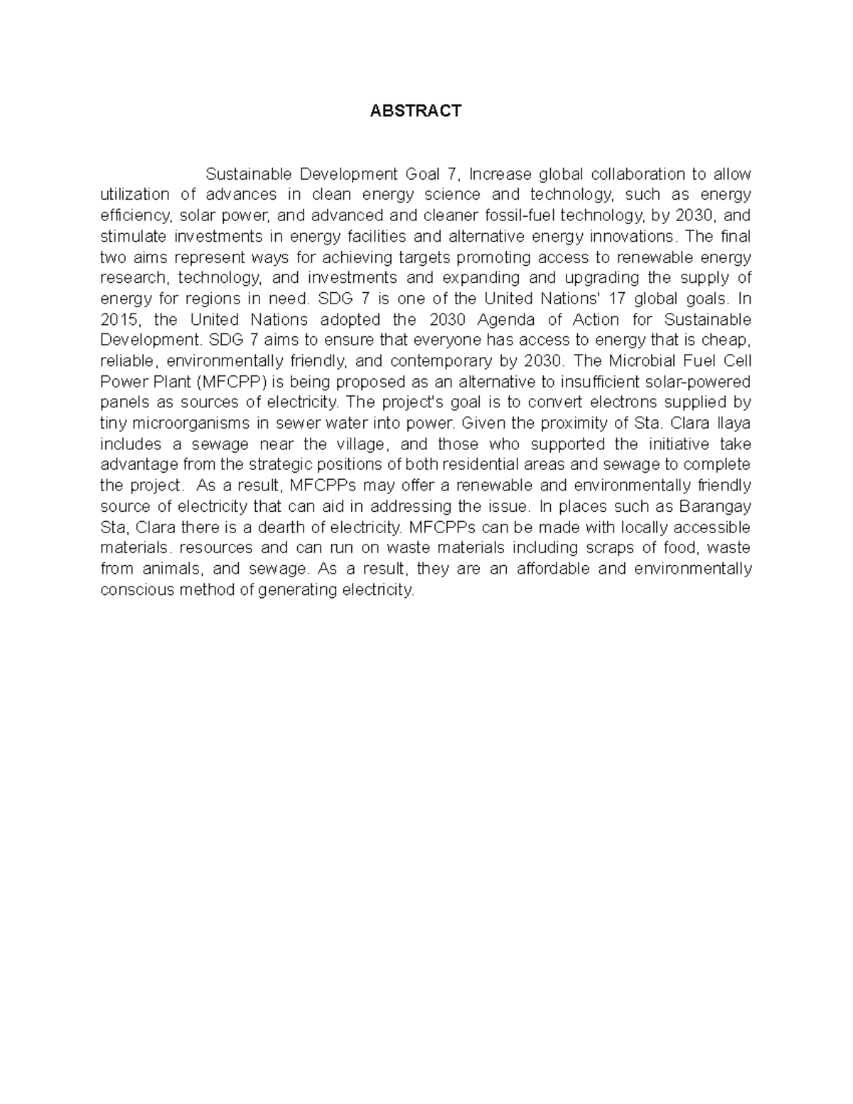 Abstract - none - ABSTRACT Sustainable Development Goal 7, Increase ...