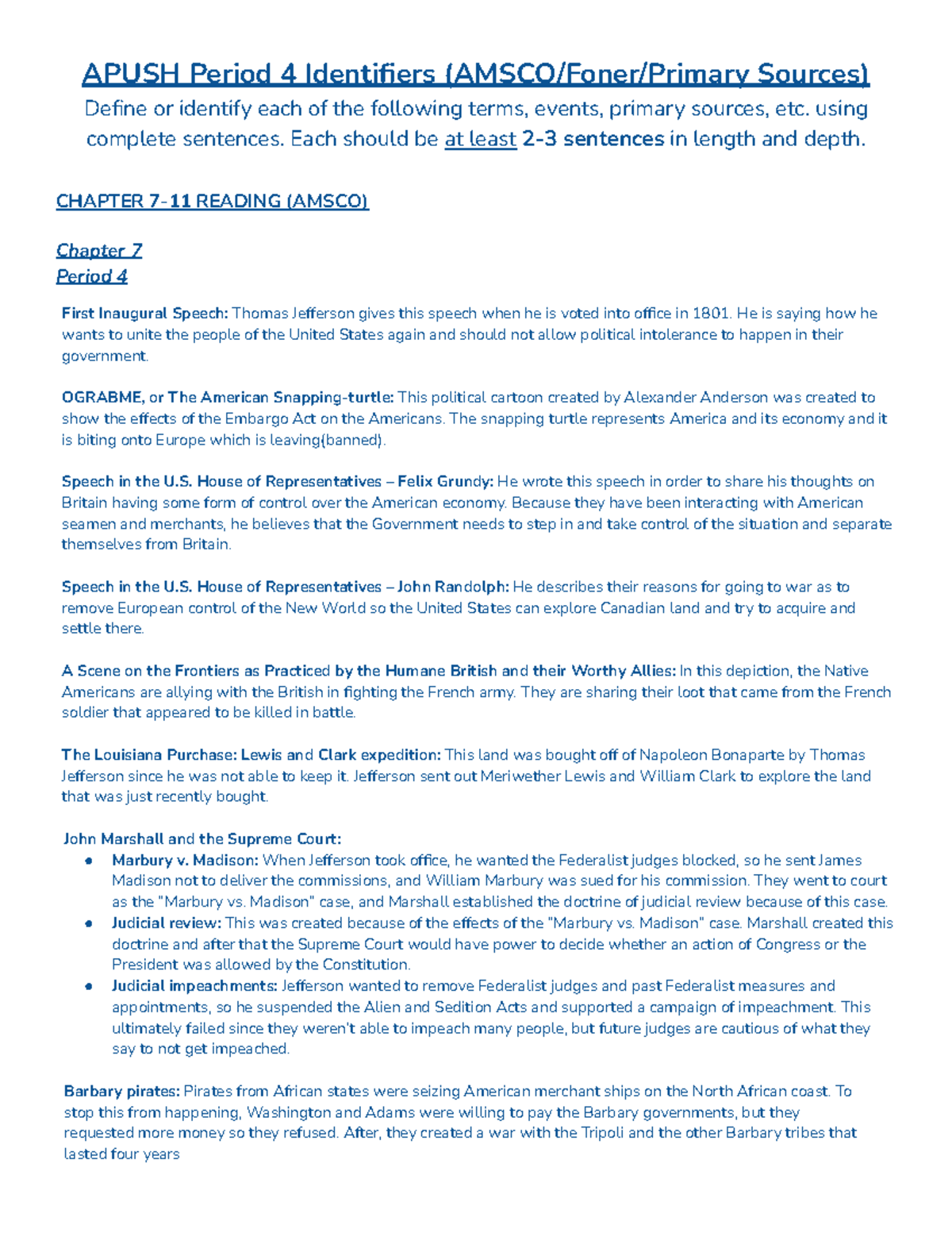History Chapters 7-11 Vocabulary - APUSH Period 4 Identiûers (AMSCO ...