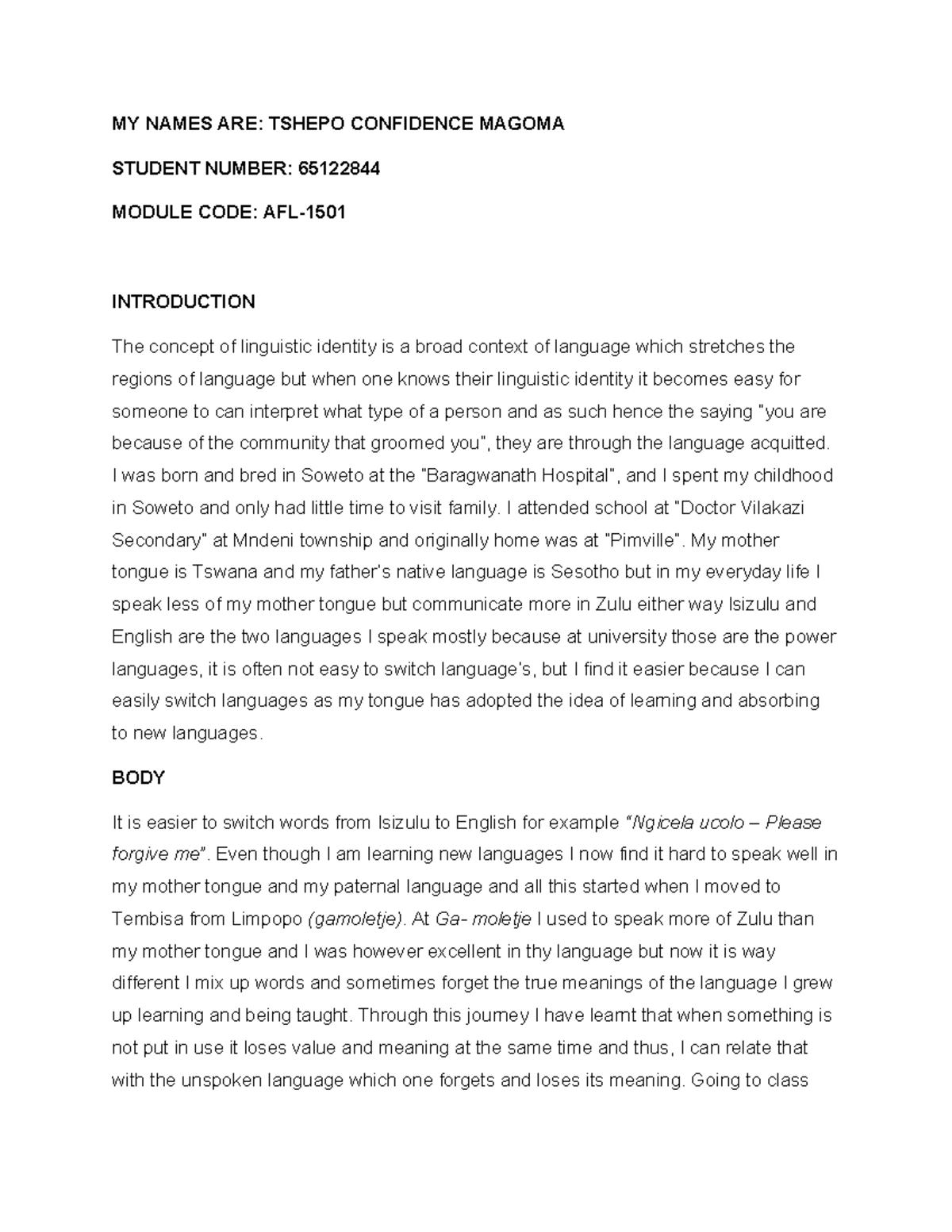 TC Magoma AFL1 - a clear look into the laguage and idioms, proverbs and ...