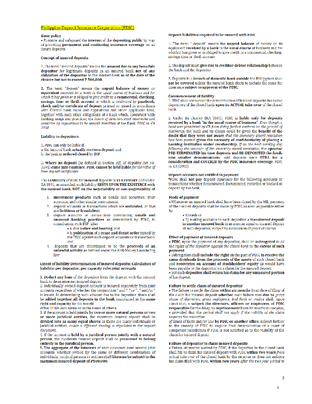 PDIC - Philippine Deposit Insurance Corporation Notes - Philippine ...