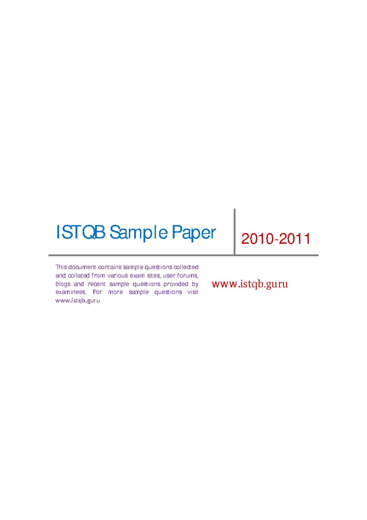500- Istqb-Sample-Papers Questions istqb - ISTQB Sample Paper 2010 ...