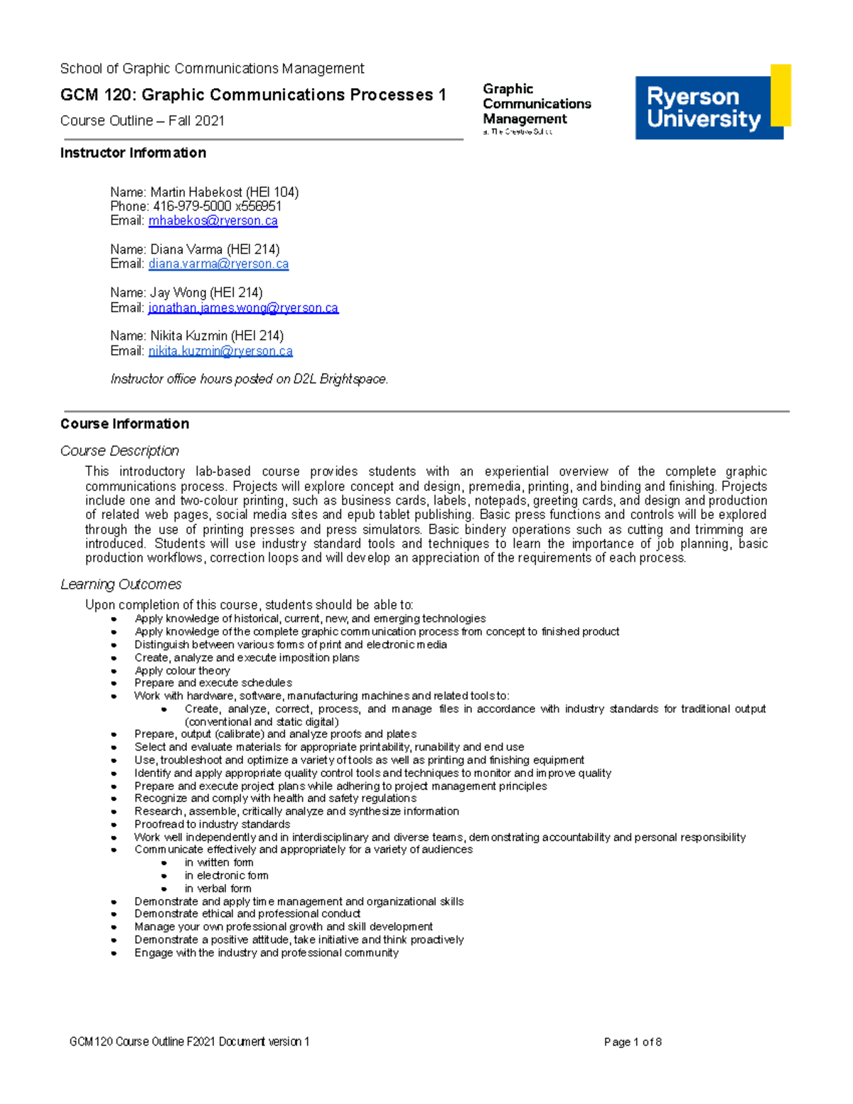 GCM Course Outline GCM120 F2021 V1 - School of Graphic Communications ...