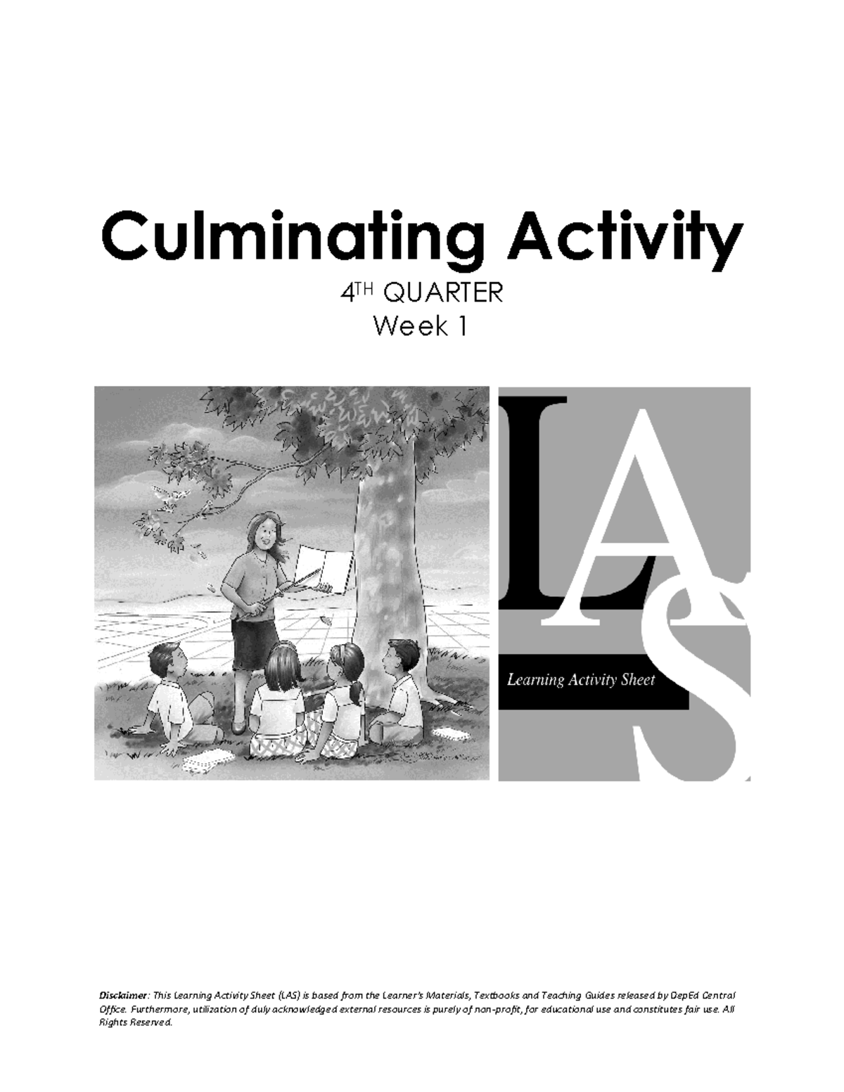 Culminating Activity-Q3 - Disclaimer: This Learning Activity Sheet (LAS ...