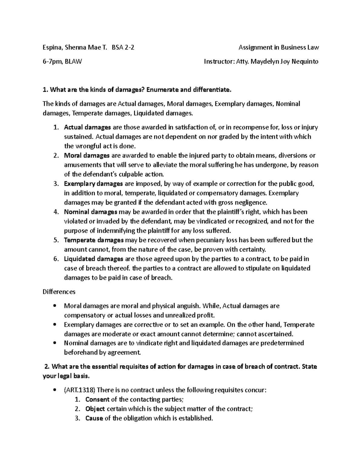 Espina-BLAW Assgnmnt 1 - LAWS2015 - Wits University - StuDocu