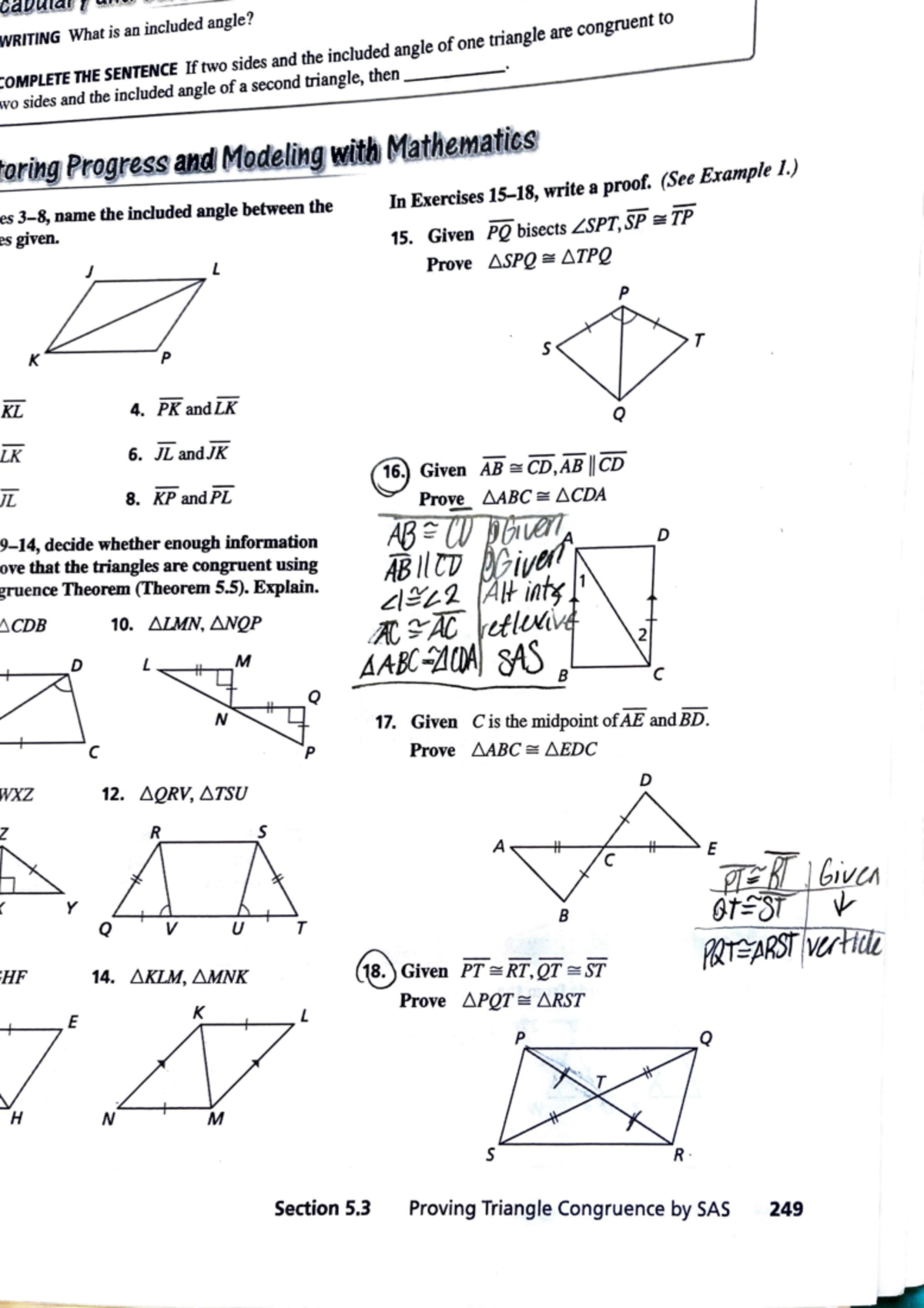 Math hw 5 - 16 line Proof from class - WRITING What is an included ...