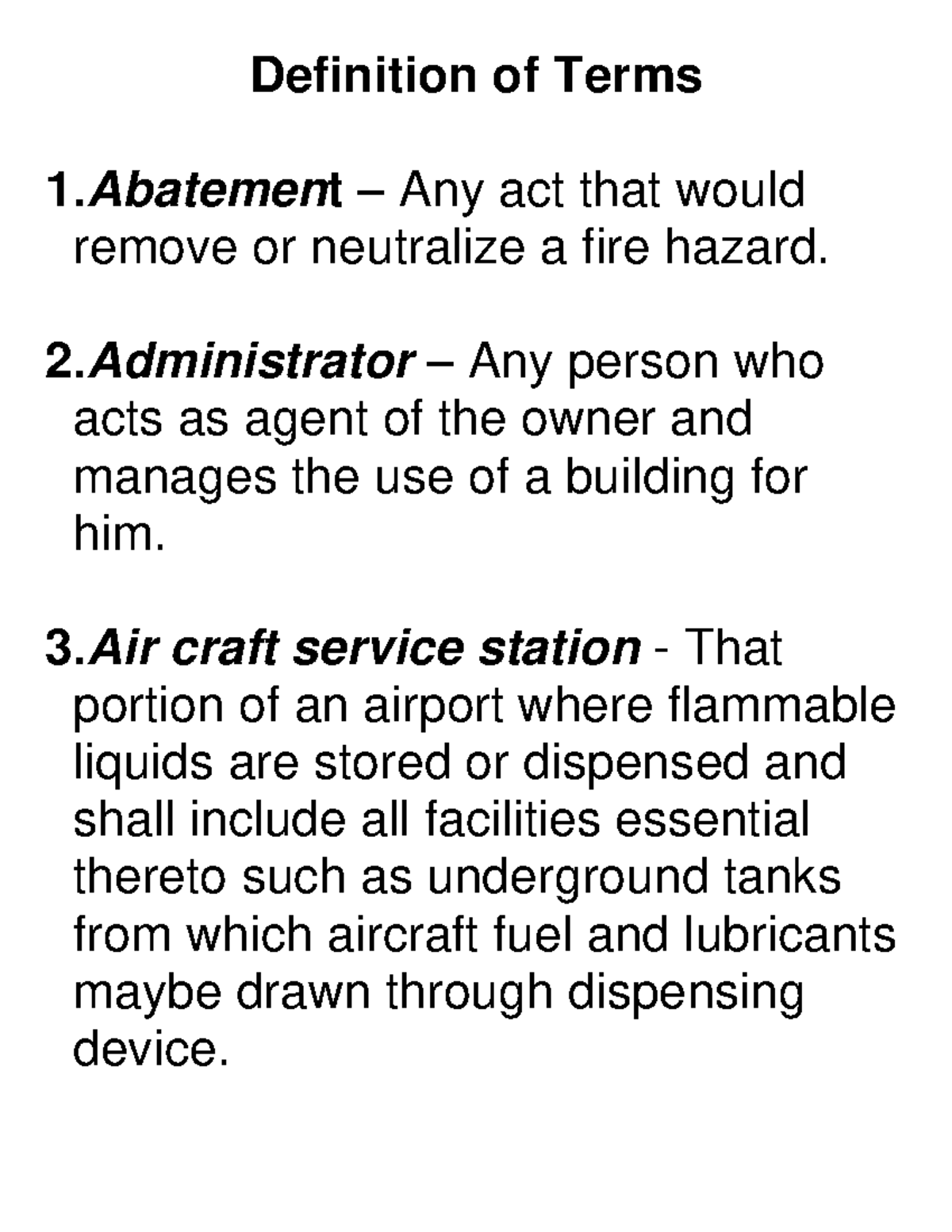 FIRE- Definition-OF- Terms - BS EE - Studocu