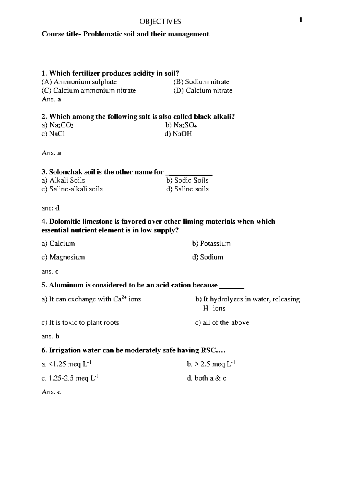 1 - Objective type Q&A to summarise the topics and make it easy to ...