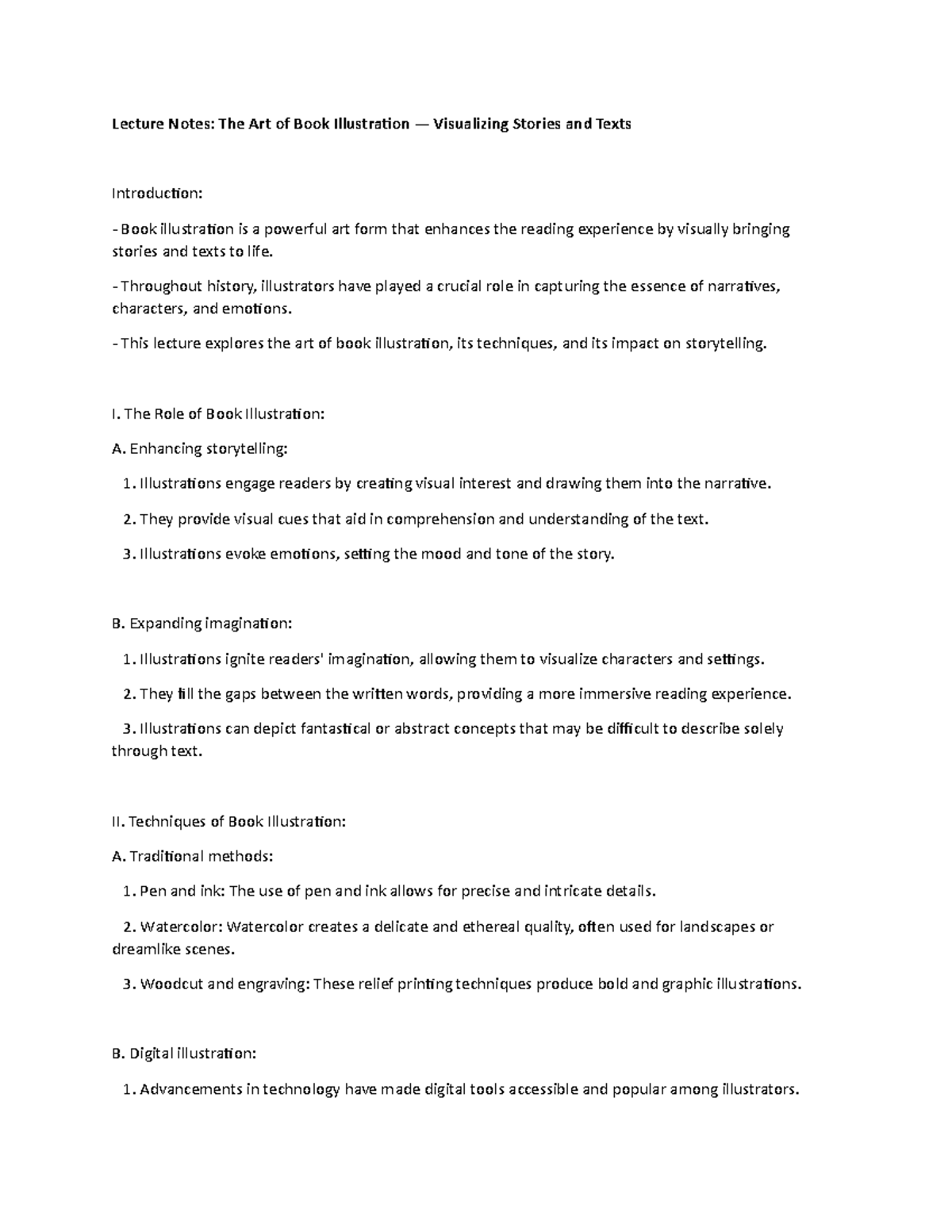 Lecture Notes: The Art of Book Illustration — Visualizing Stories and ...