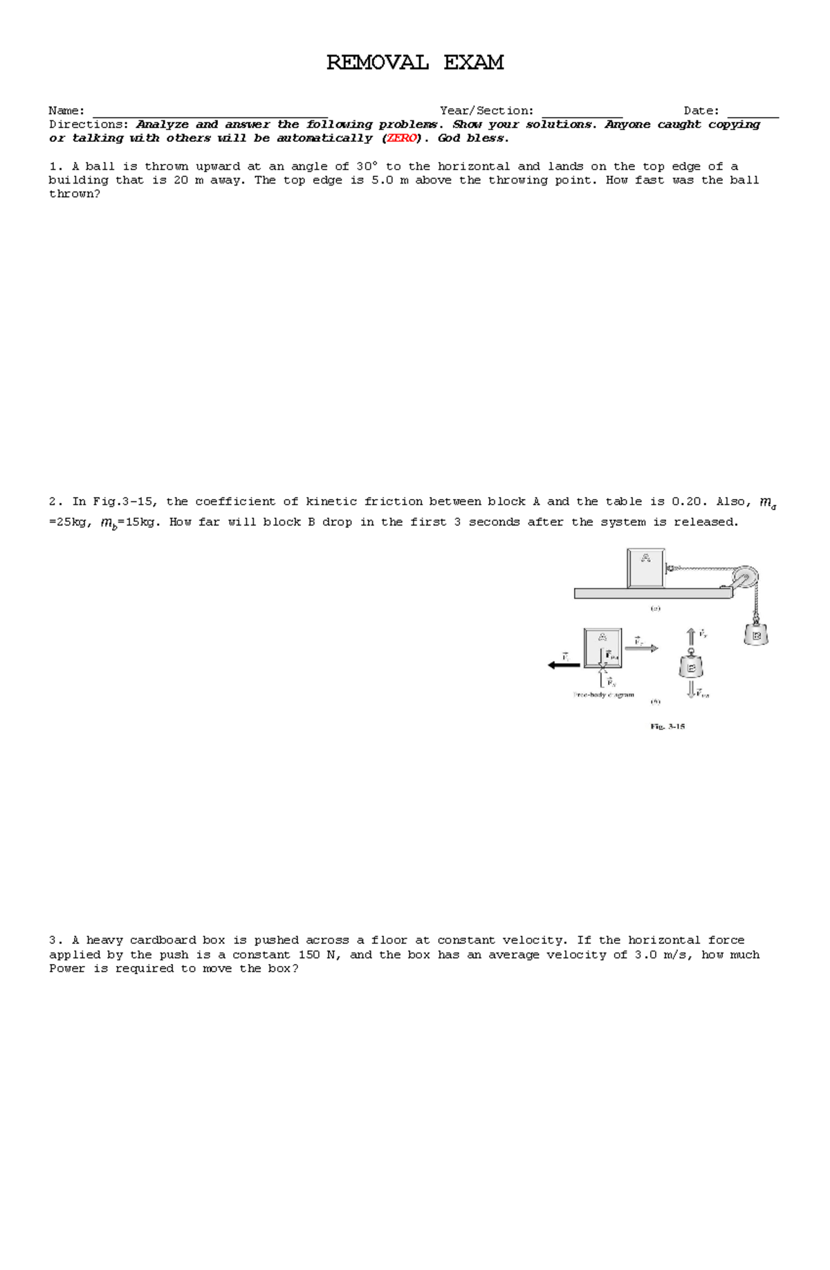 Removal-EXAM - Examples - REMOVAL EXAM Name ...