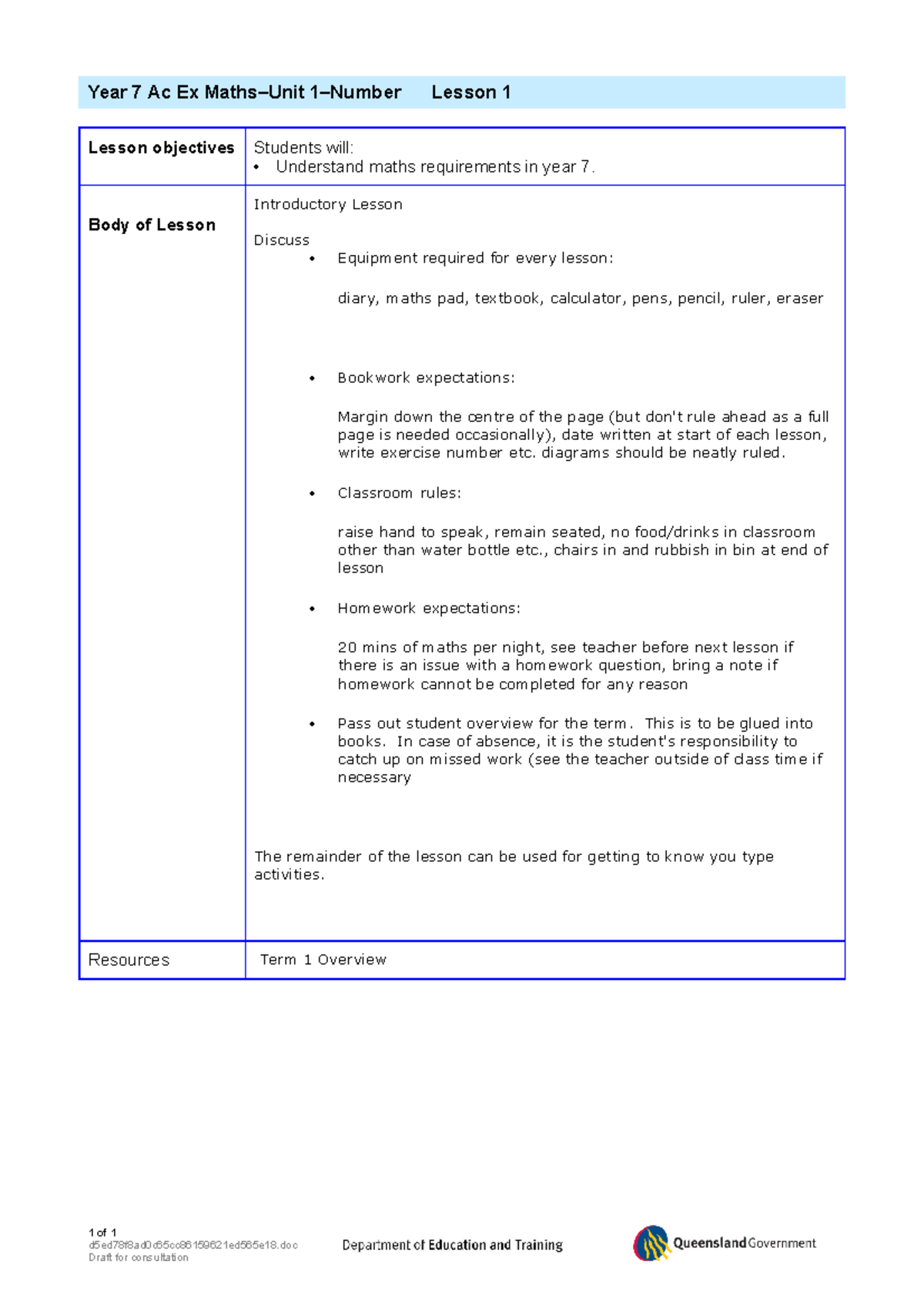 Unit 1-lesson 1 - game - Year 7 Ac Ex Maths–Unit 1–Number Lesson 1 ...