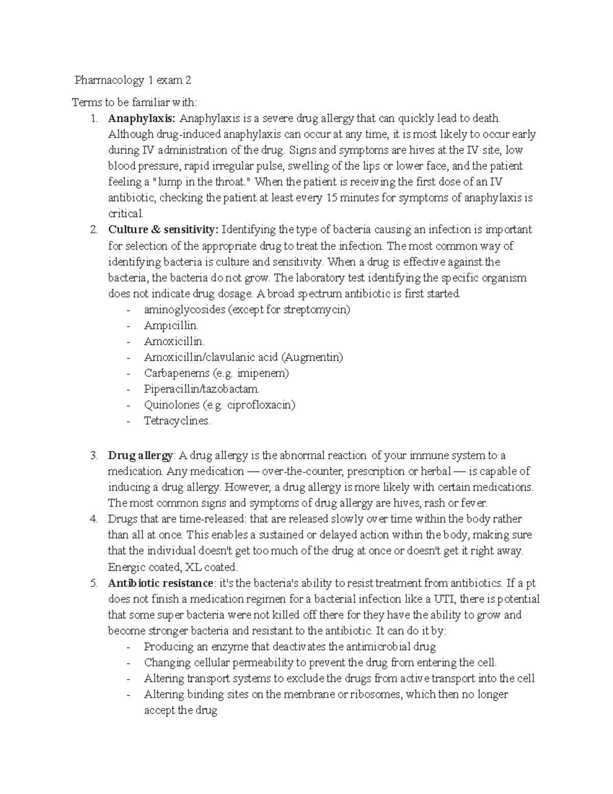 J1 Pharmacology exam 2 - goodluck - Pharmacology 1 exam 2 Terms to be ...