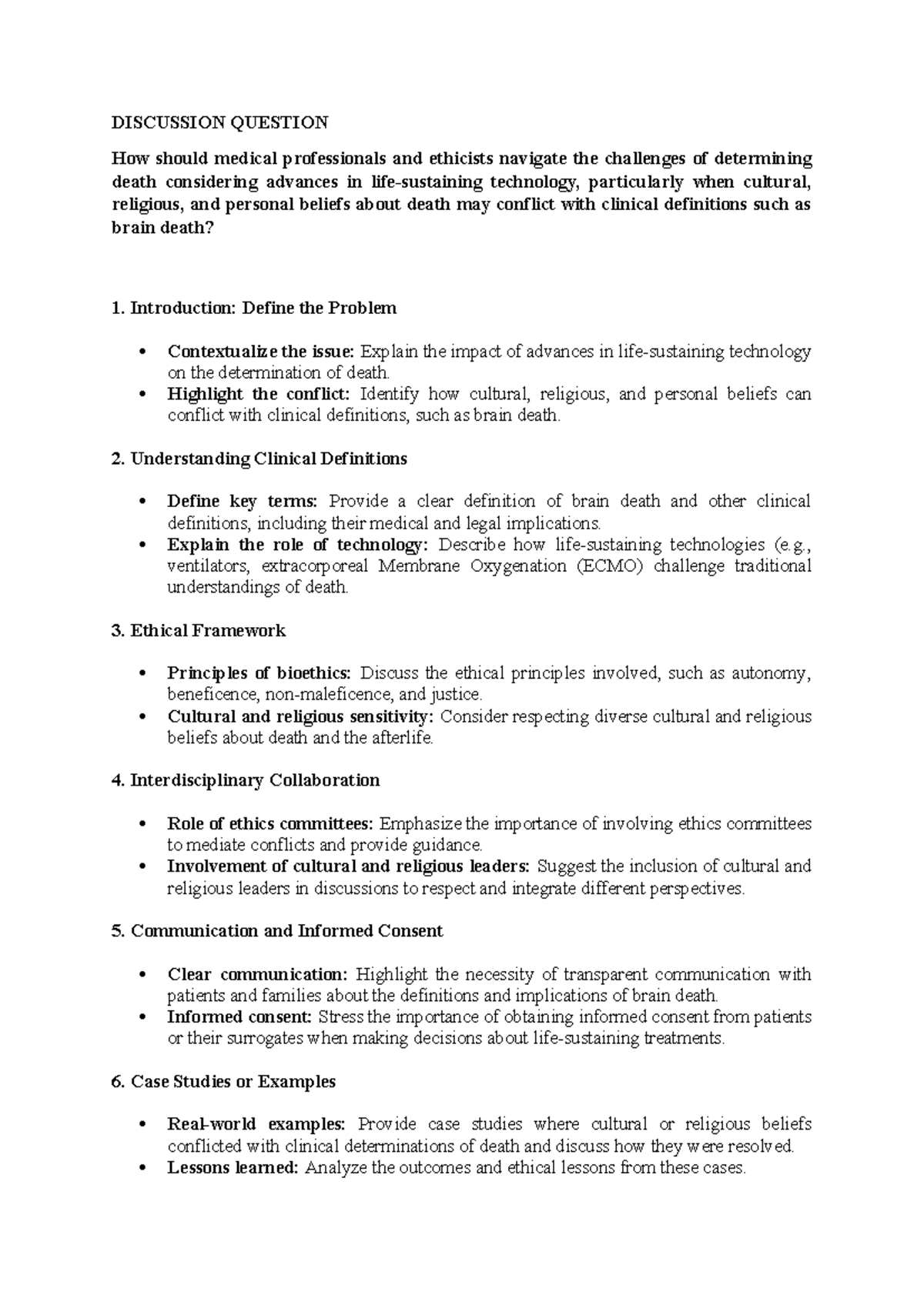 Discussion Question 4 - DISCUSSION QUESTION How should medical ...