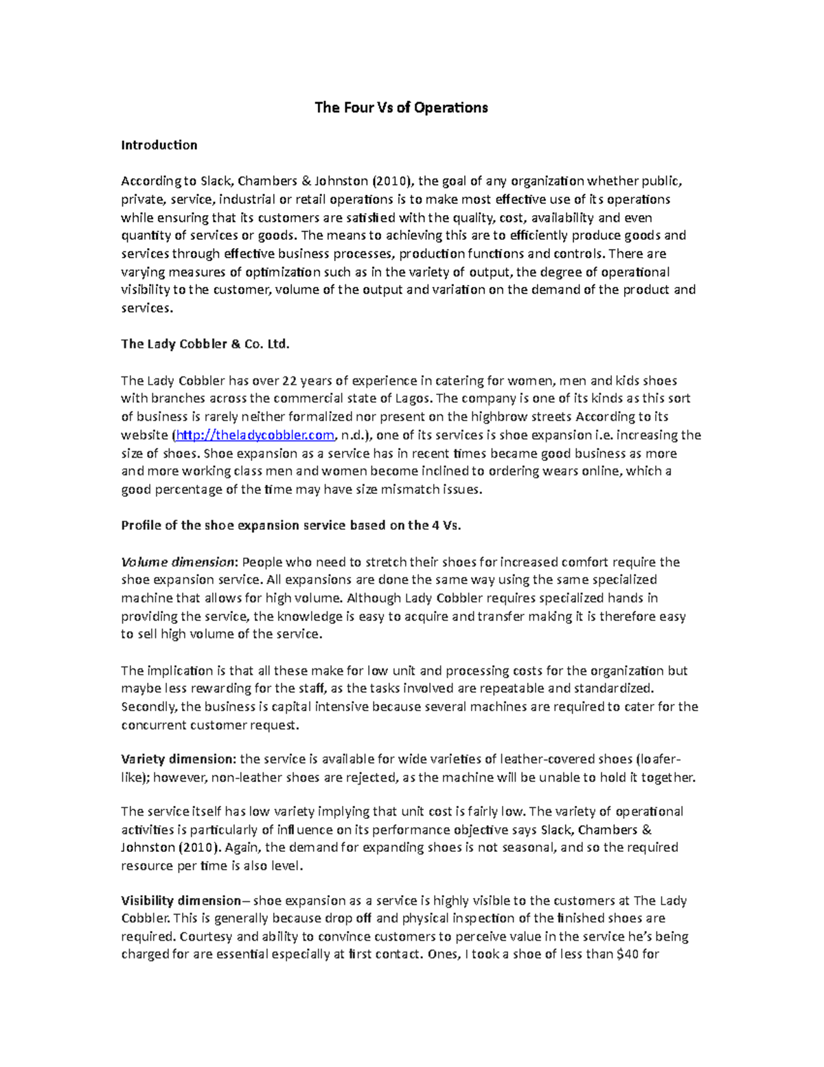 The Four Vs of Operations - The Four Vs of Operations Introduction ...