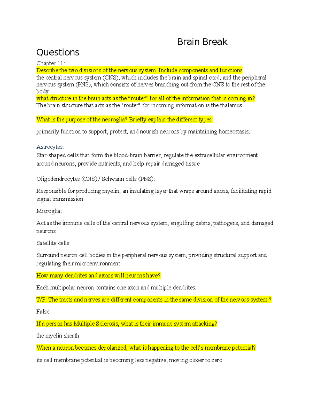 Brain Break Questions chapter 11-13 - Brain Break Questions Chapter 11 ...