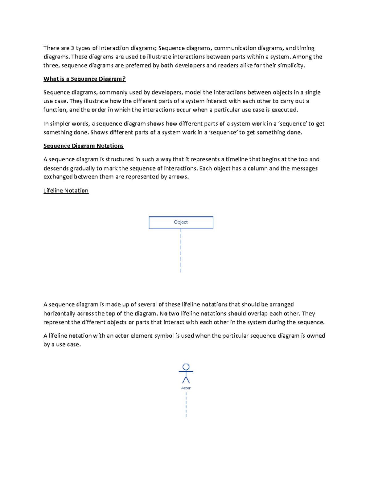 Notes on Sequence Diagram Notations - There are 3 types of Interaction ...