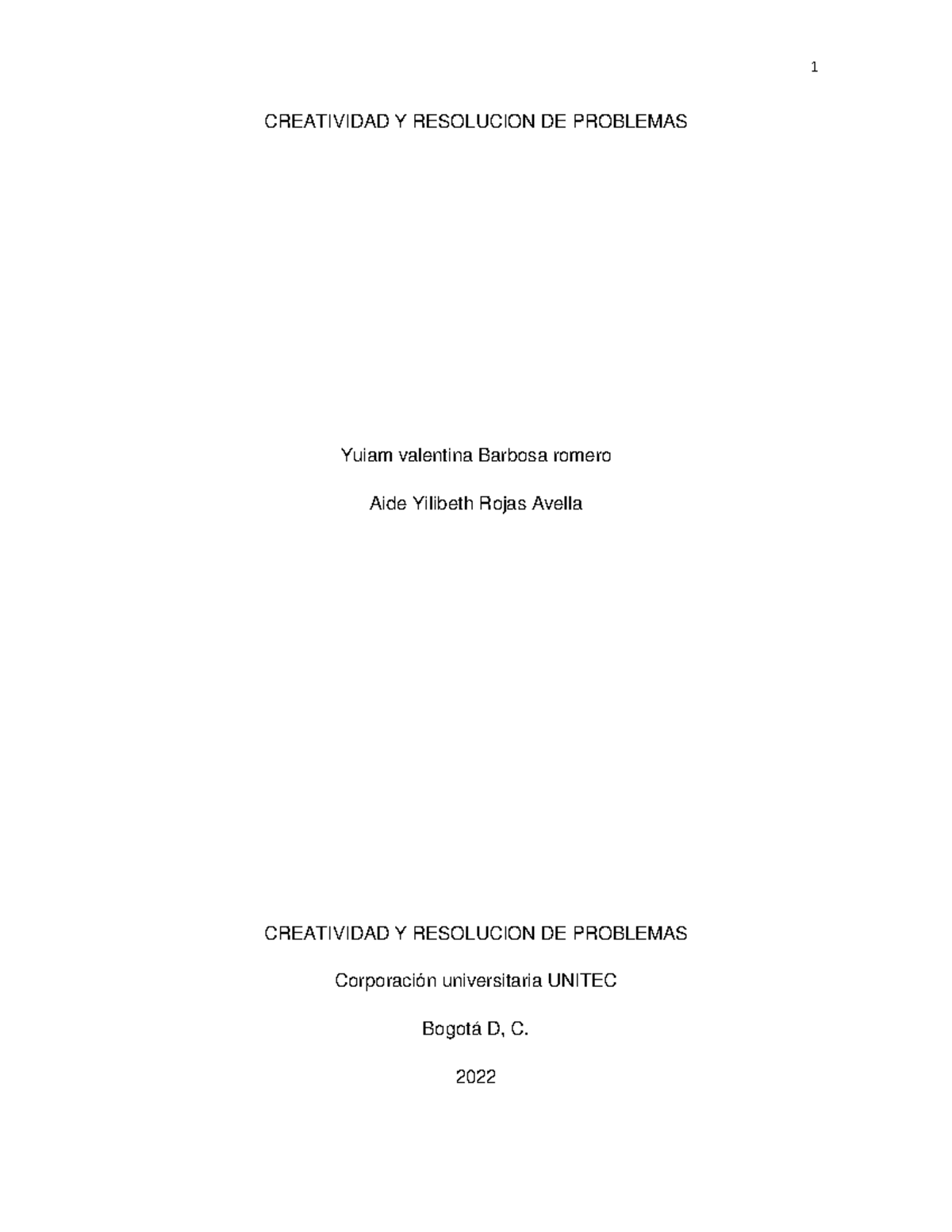 Aide y yuriam taller semana 7 - 1 CREATIVIDAD Y RESOLUCION DE PROBLEMAS ...