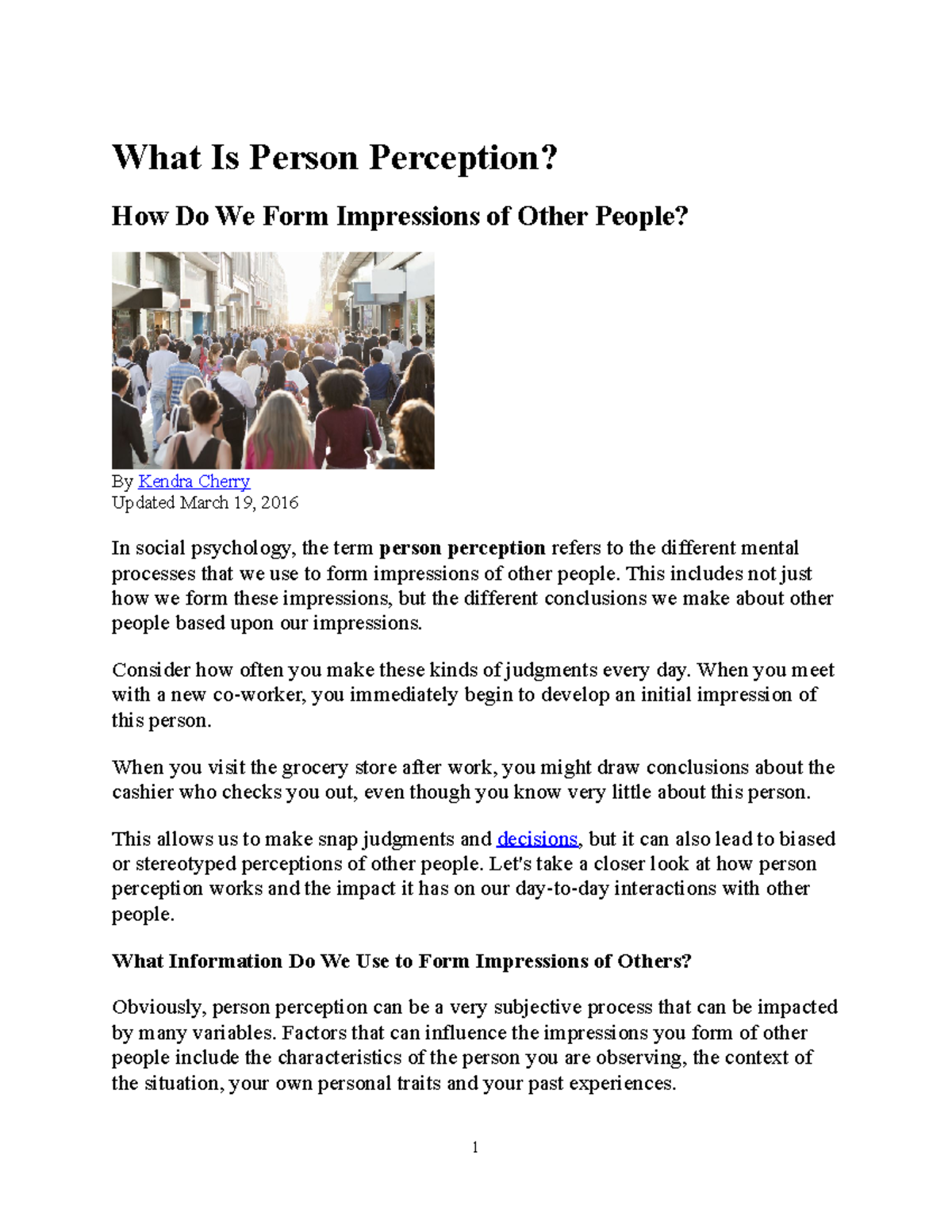 What Is Person Perception - This includes not just how we form these ...