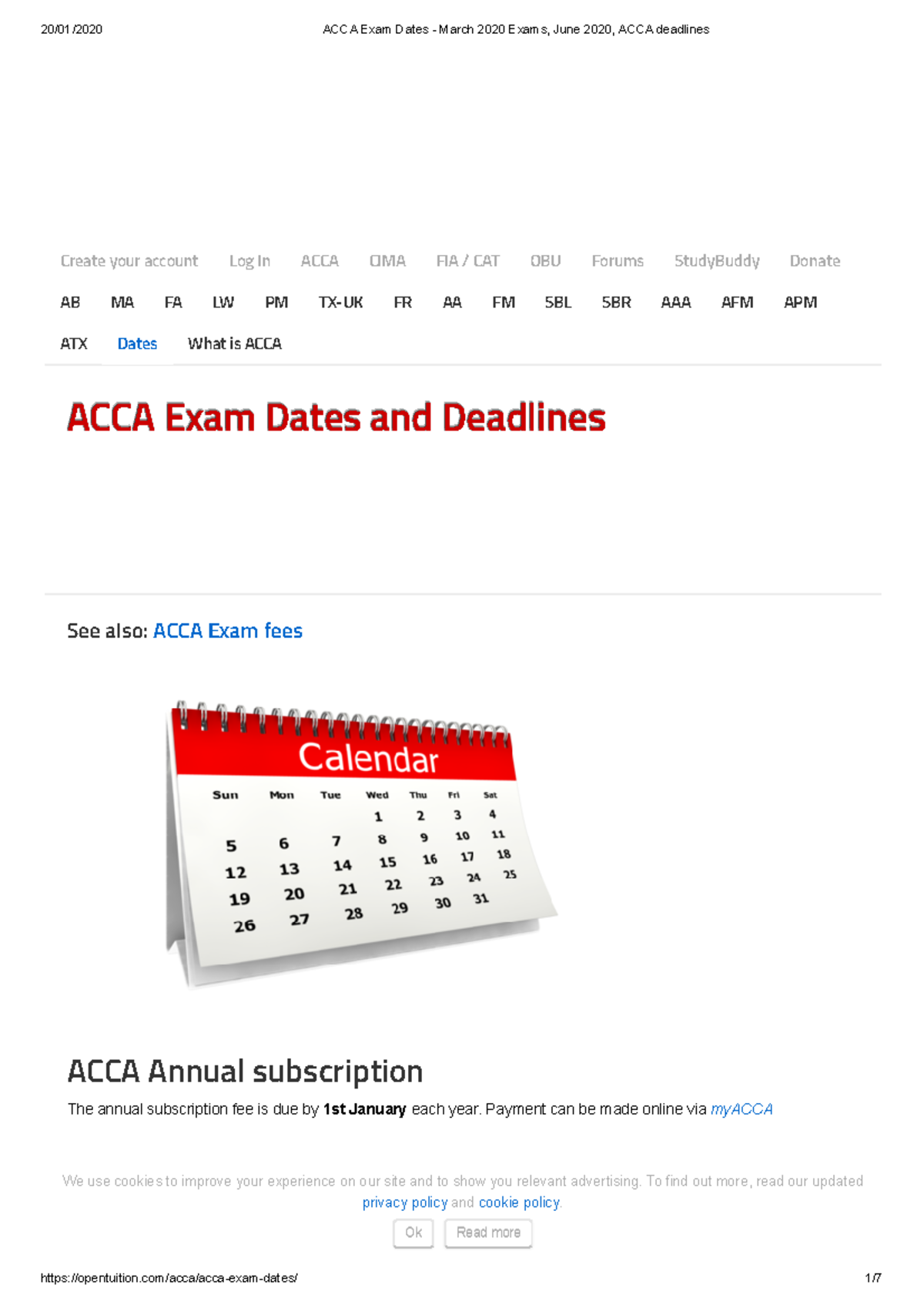 ACCA Exam Dates March 2020 Exams June 2020 ACCA Deadlines ACCA